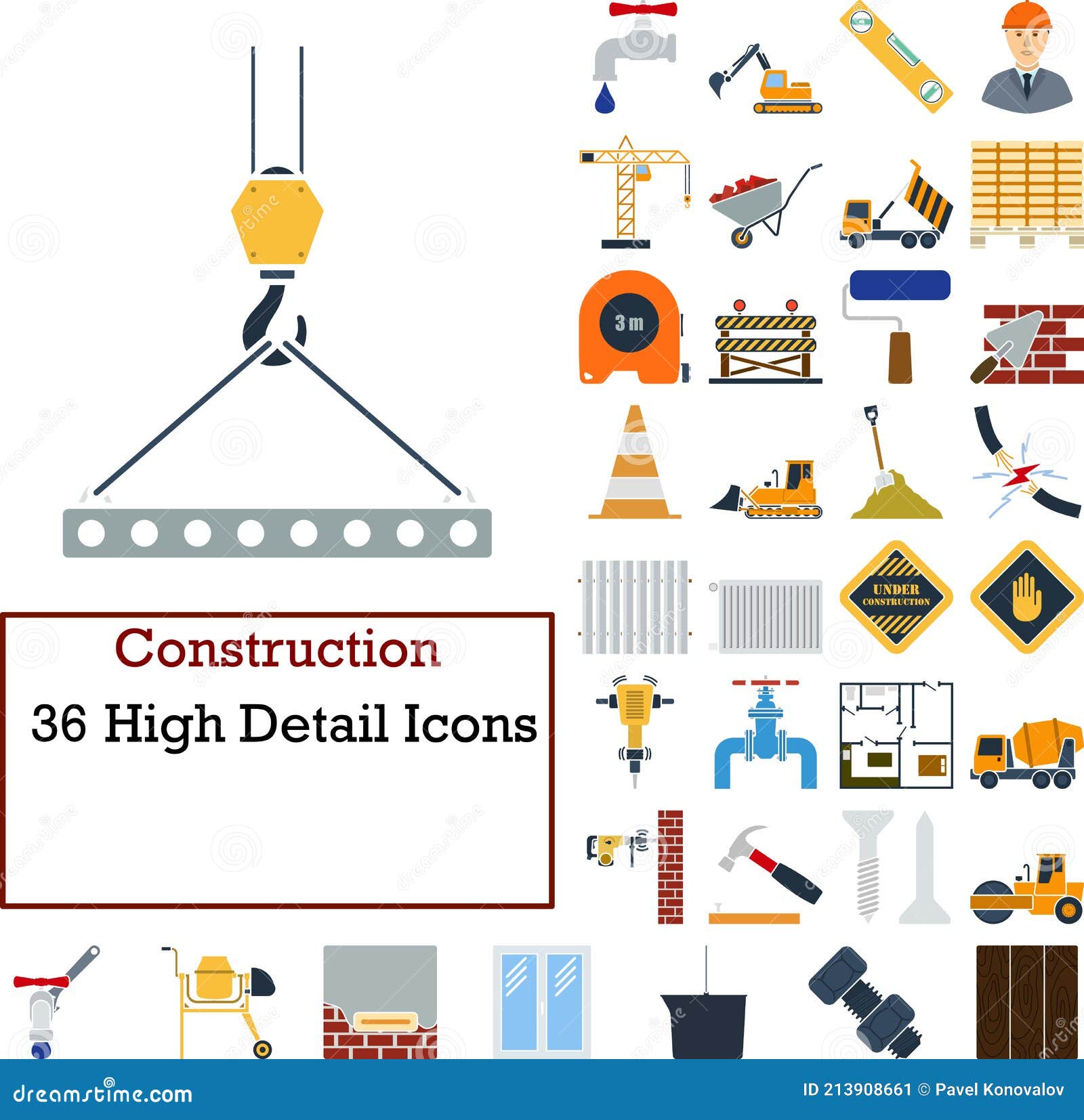 Construction Icon Set stock vector. Illustration of icon - 213908661