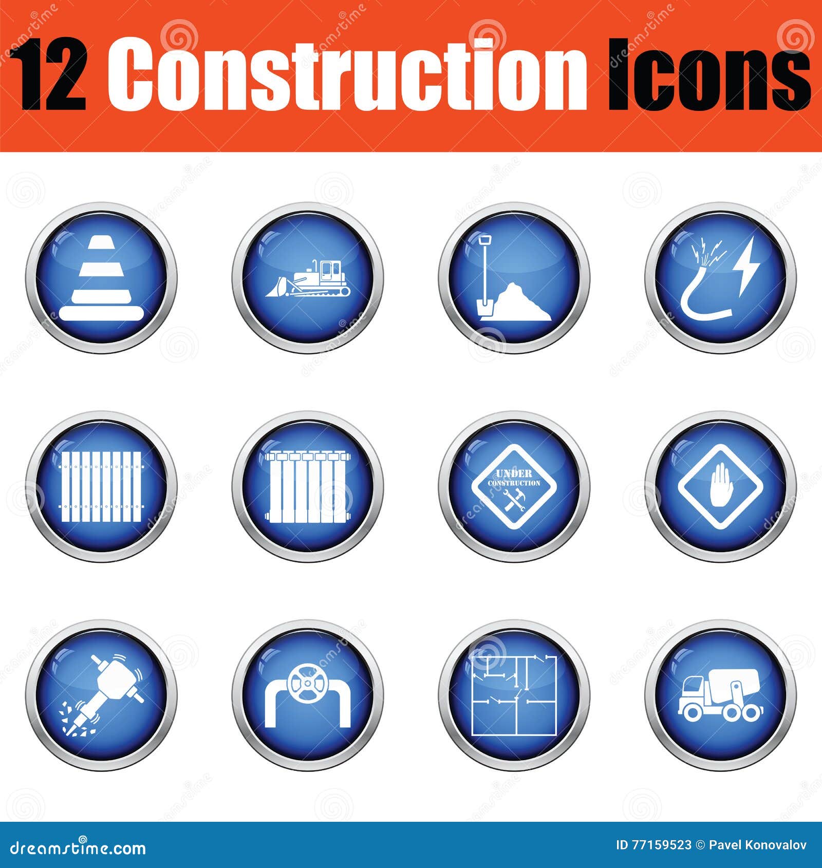 Construction icon set. stock illustration. Illustration of battery ...