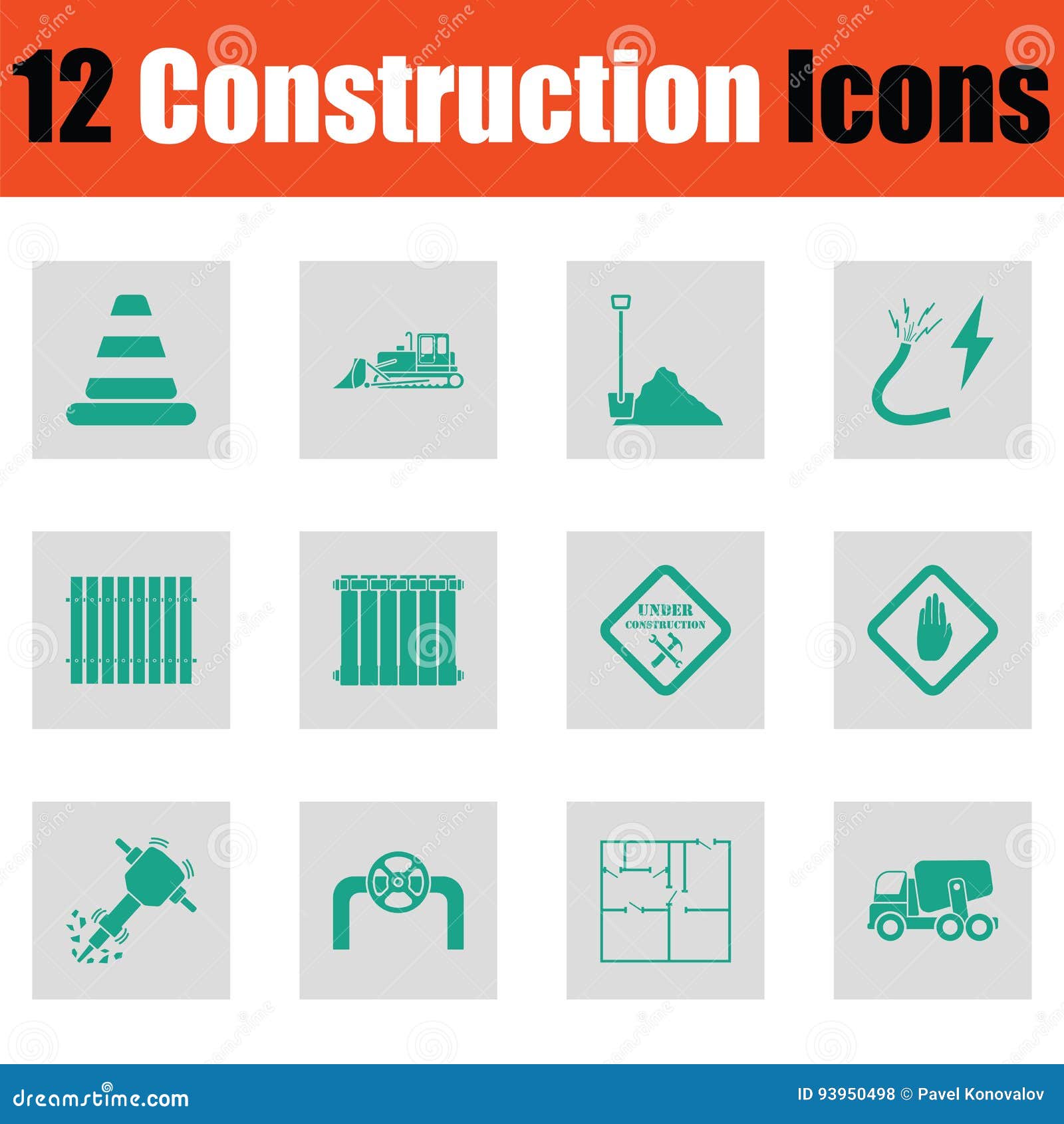 Construction icon set stock vector. Illustration of pictogram - 93950498
