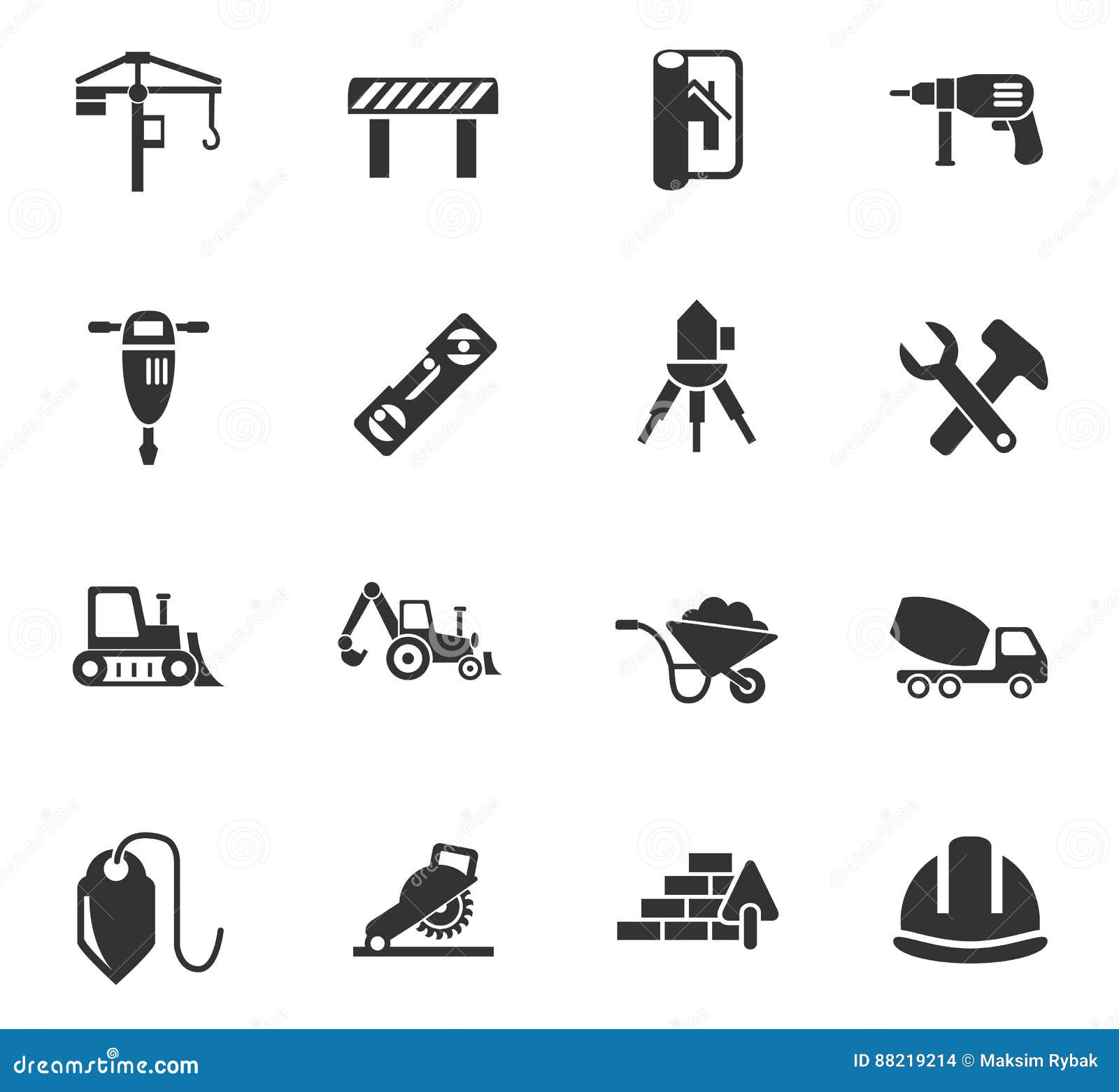 Construction icon set stock vector. Illustration of drawing - 88219214