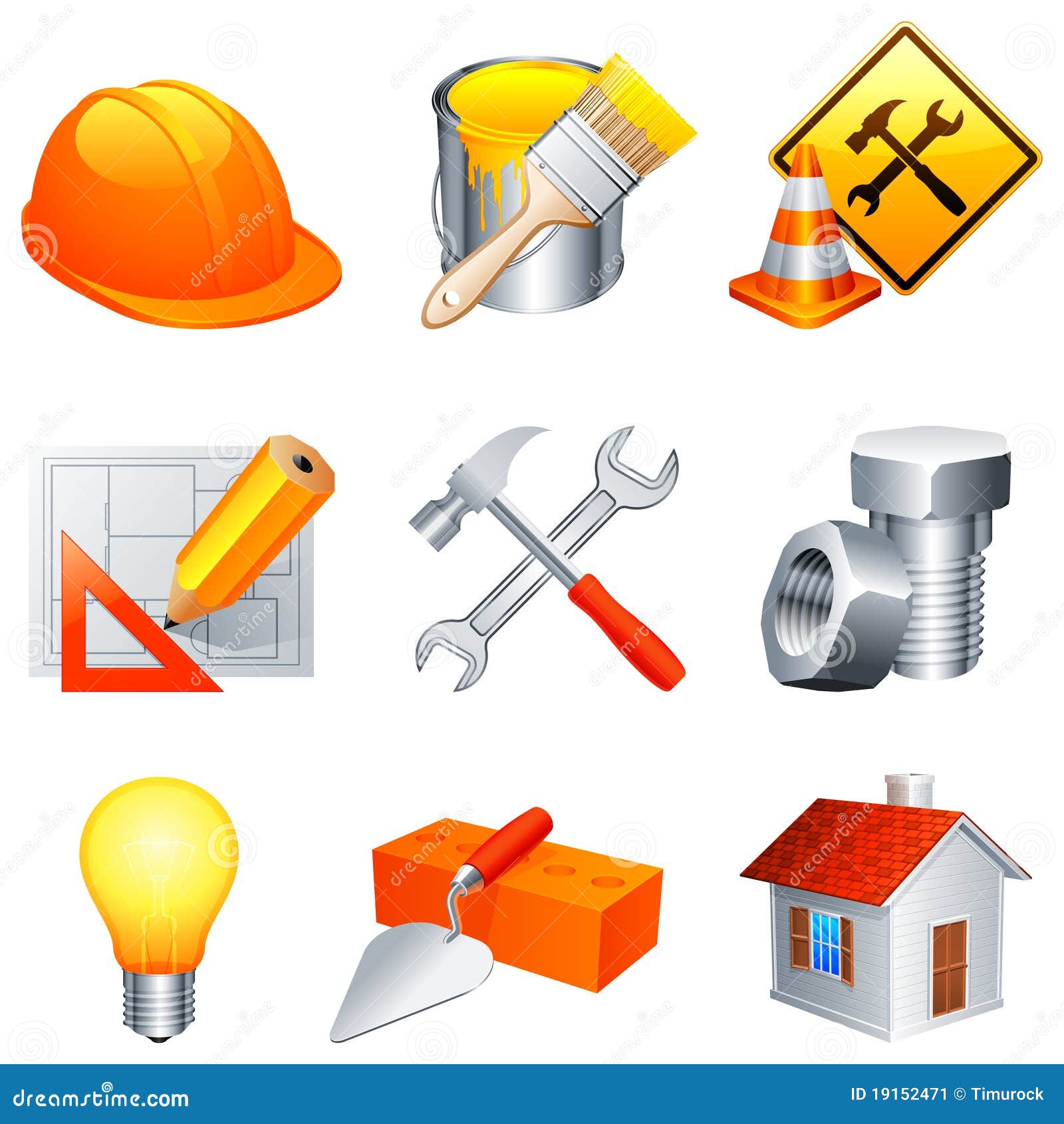 Construction icons. stock vector. Illustration of bulb - 19152471