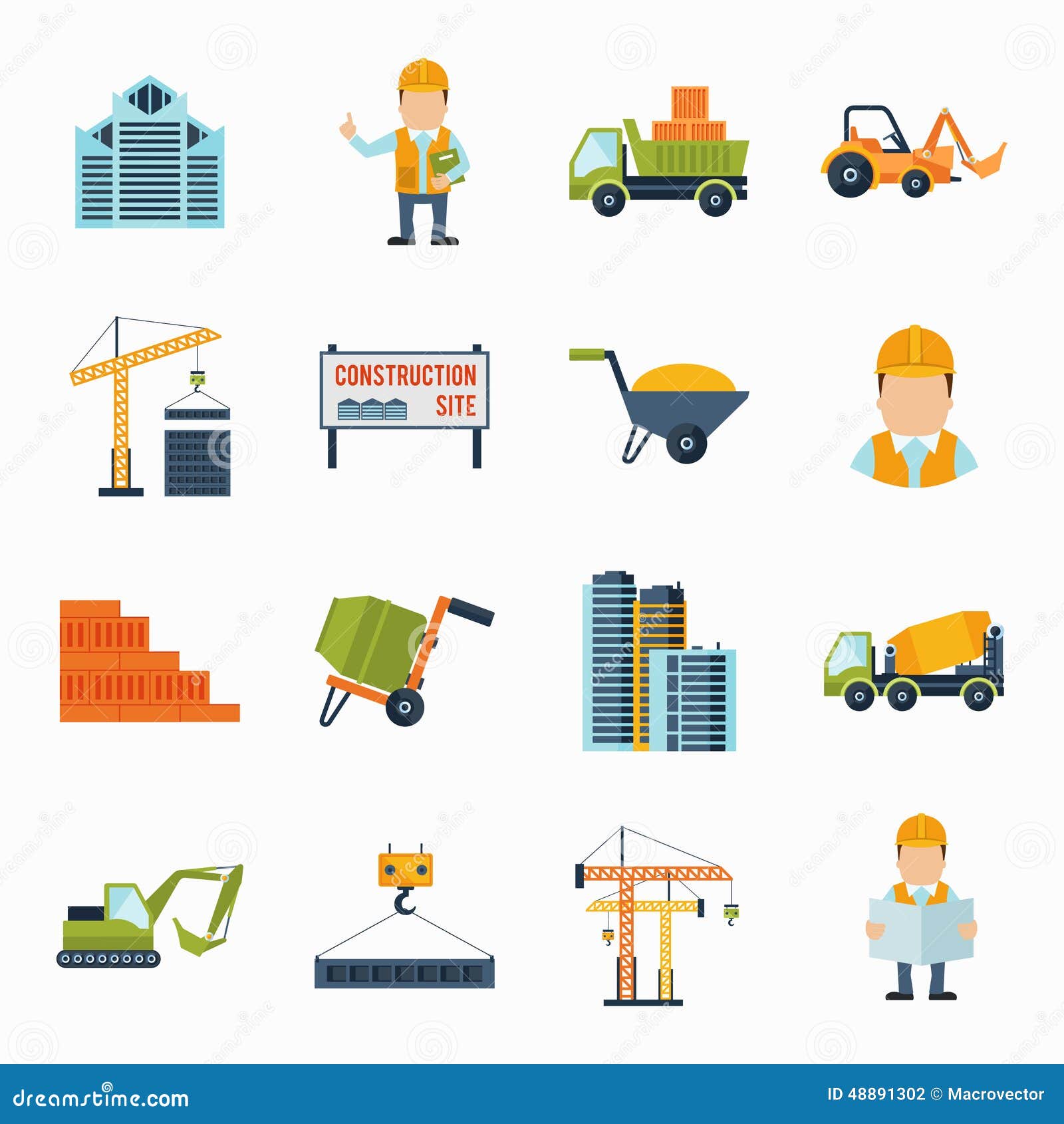 Construction Icons Flat stock vector. Illustration of construction ...