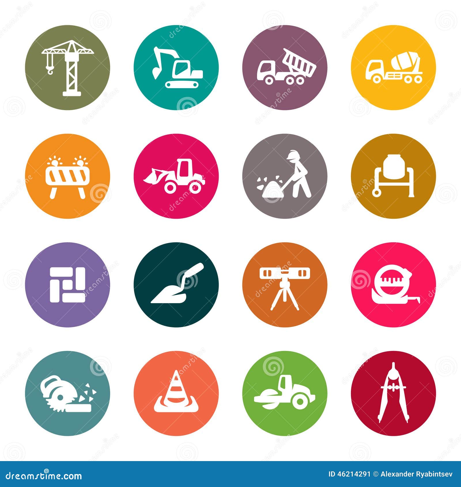 Construction icons stock vector. Illustration of colorful - 46214291