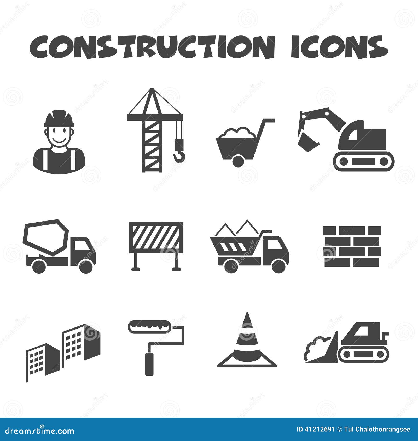 Construction icons stock vector. Illustration of concrete - 41212691