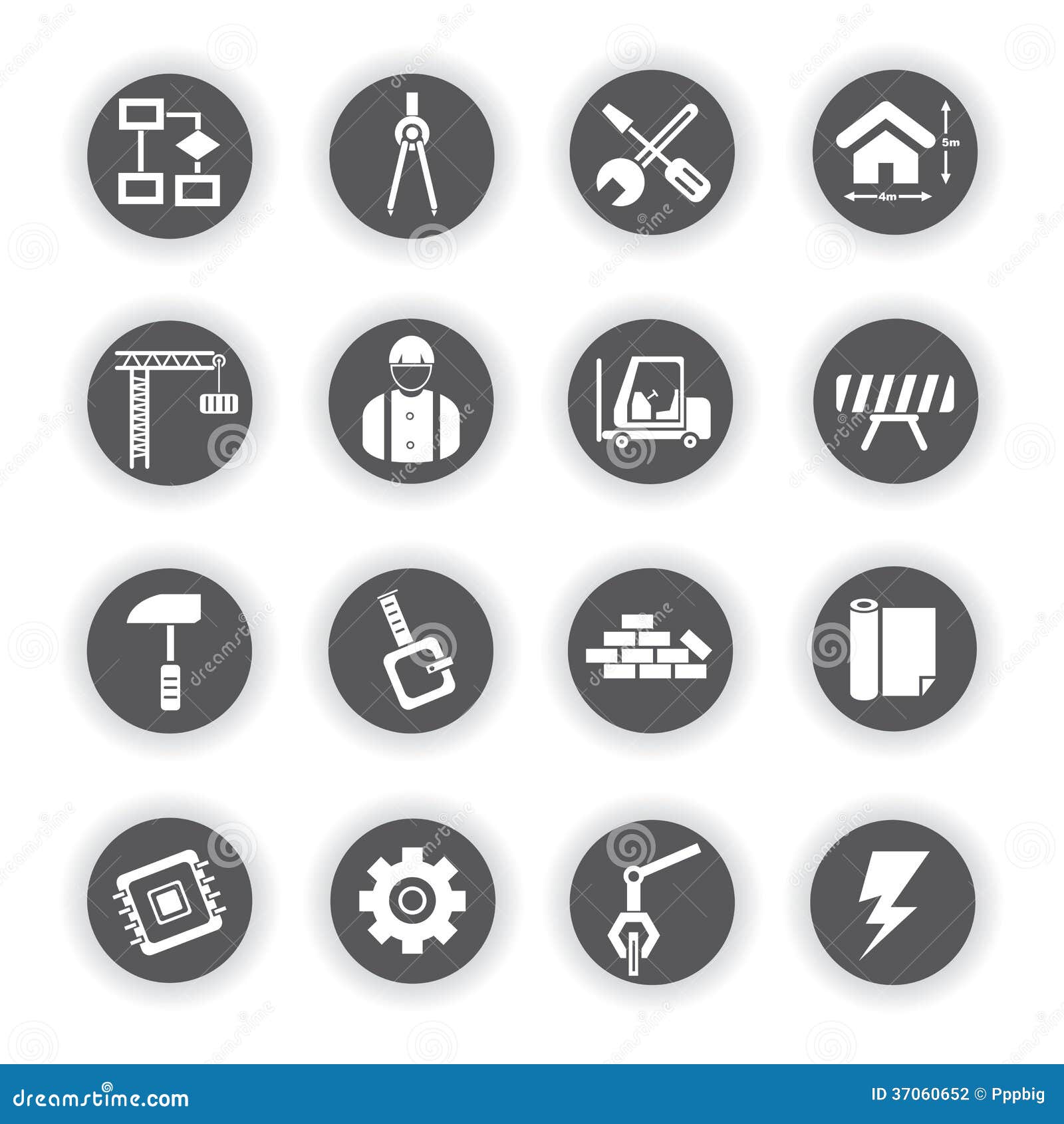 Construction Icons, Round Buttons Stock Illustration - Illustration of ...