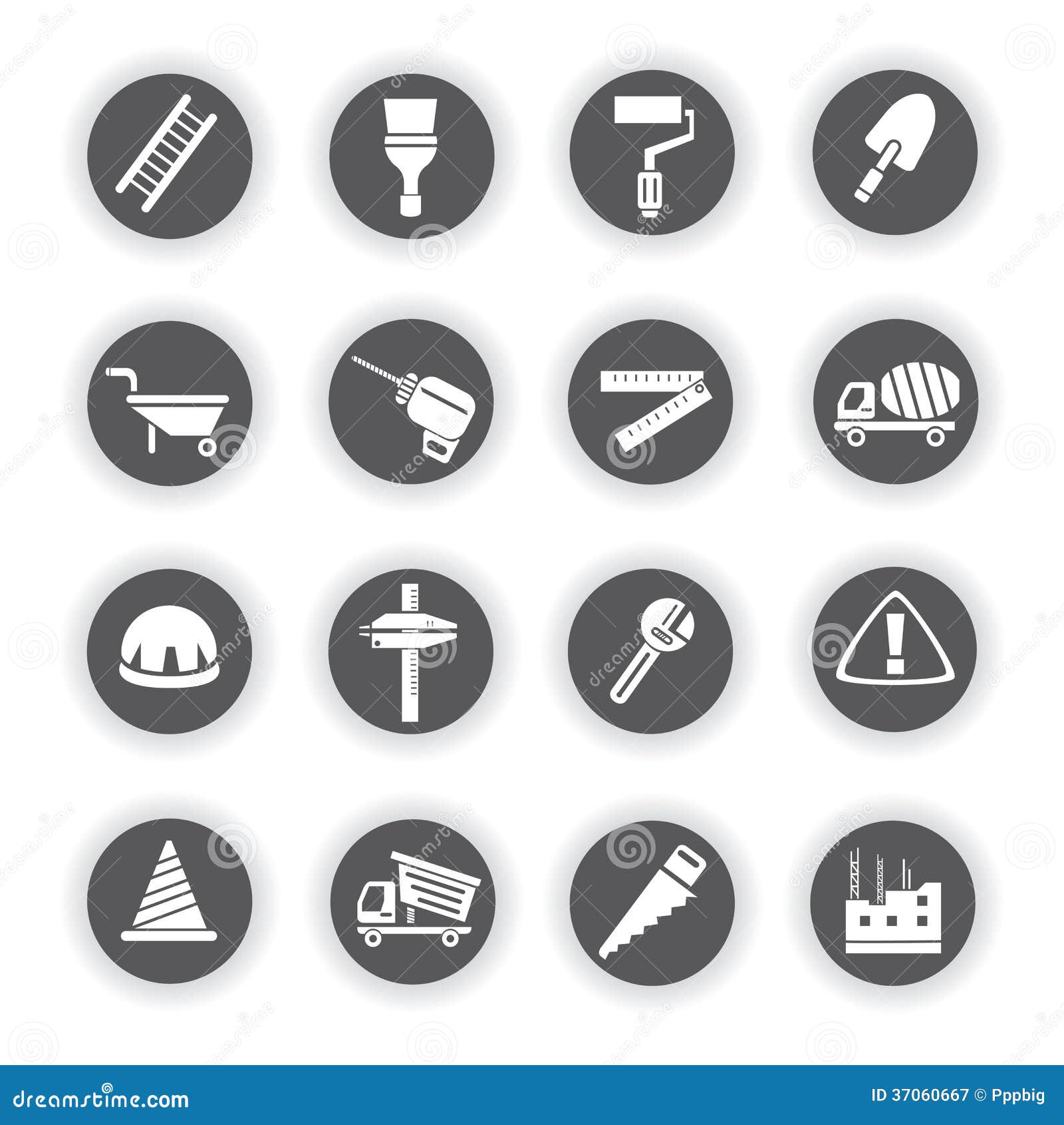Construction Icons, Round Buttons Stock Illustration - Illustration of ...