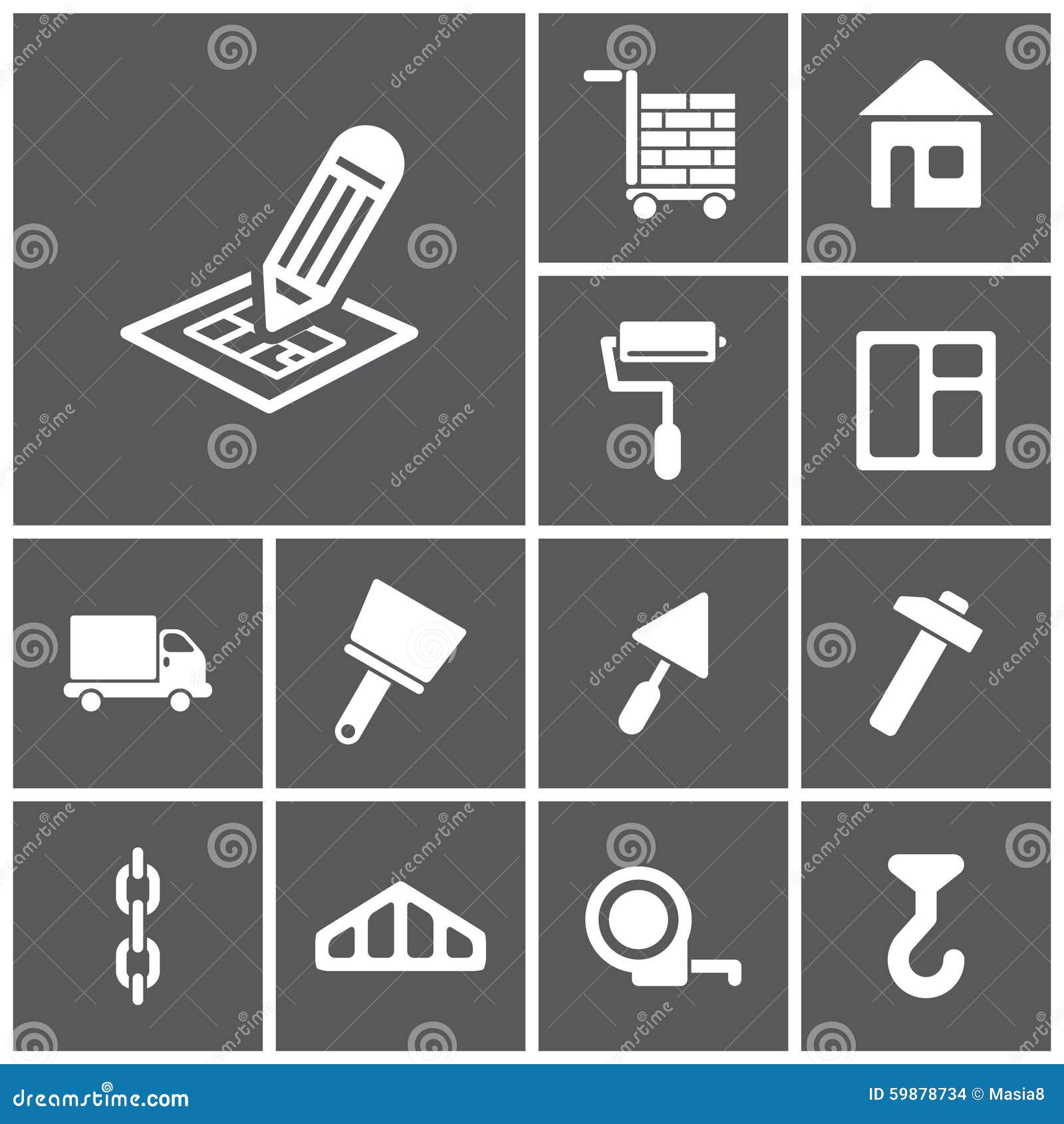 Construction icons stock illustration. Illustration of beam - 59878734