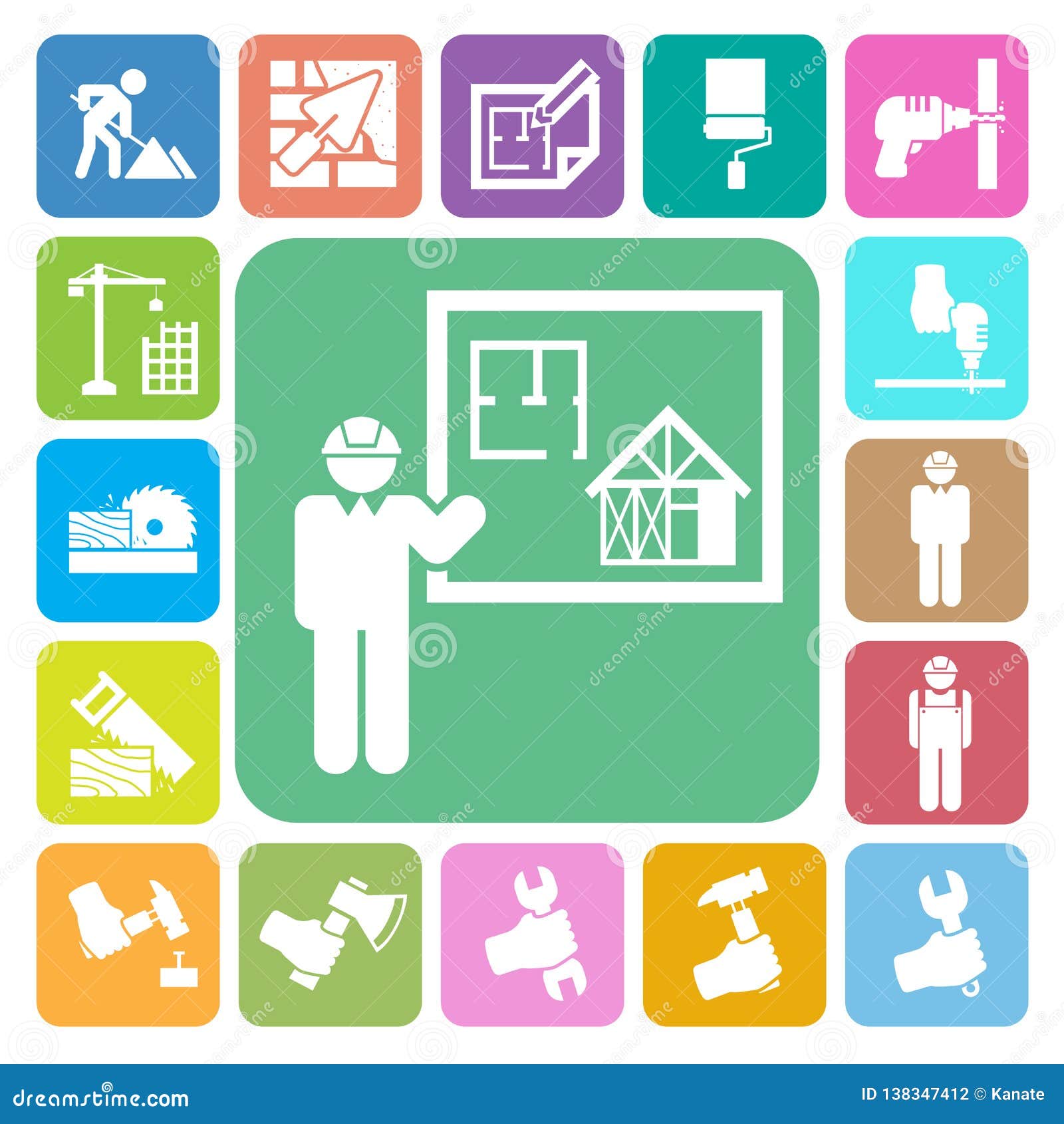 Construction Icons set stock vector. Illustration of symbol - 138347412