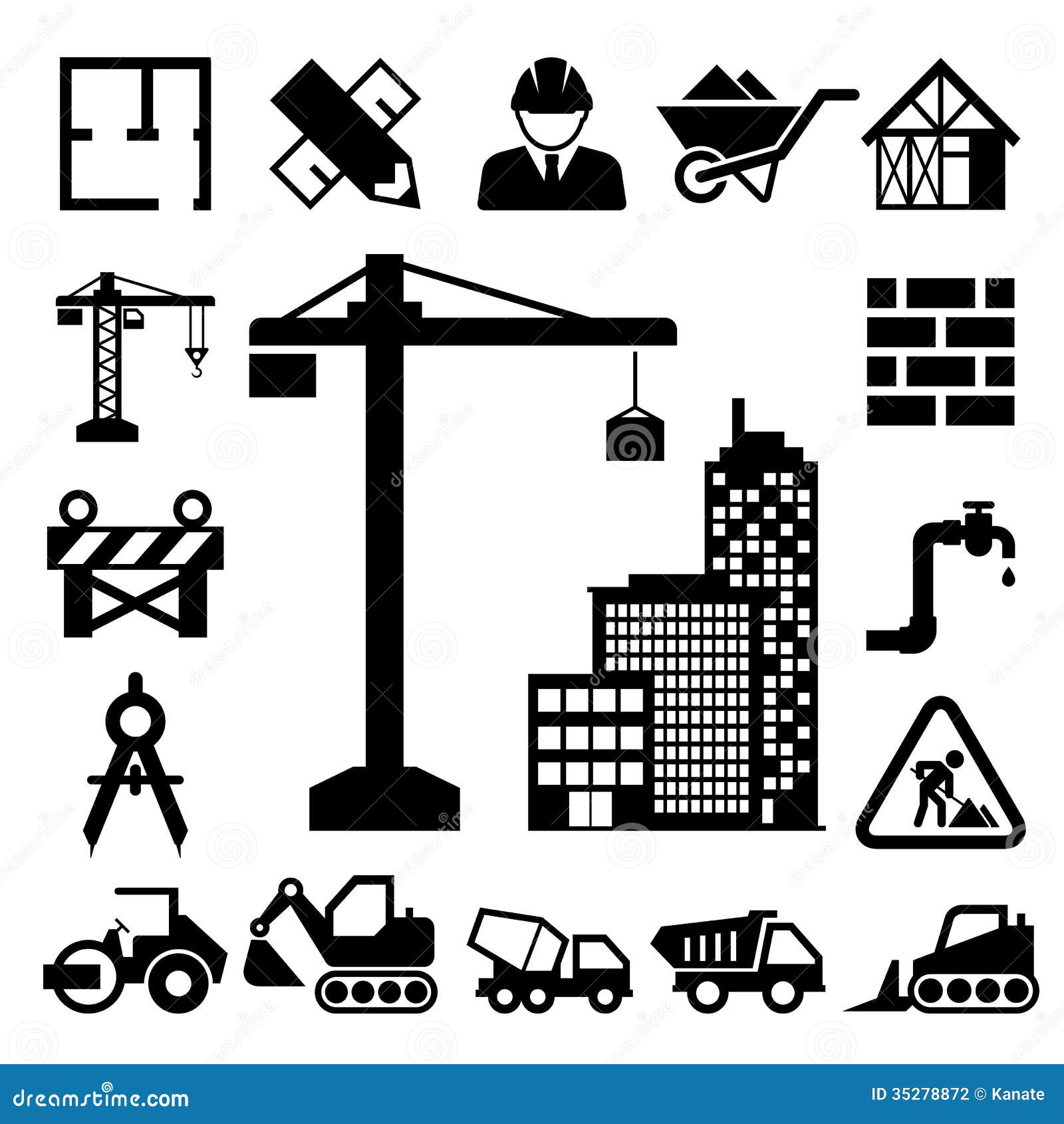 Big Set Of Icons Construction Work. Building Machinery, Special ...