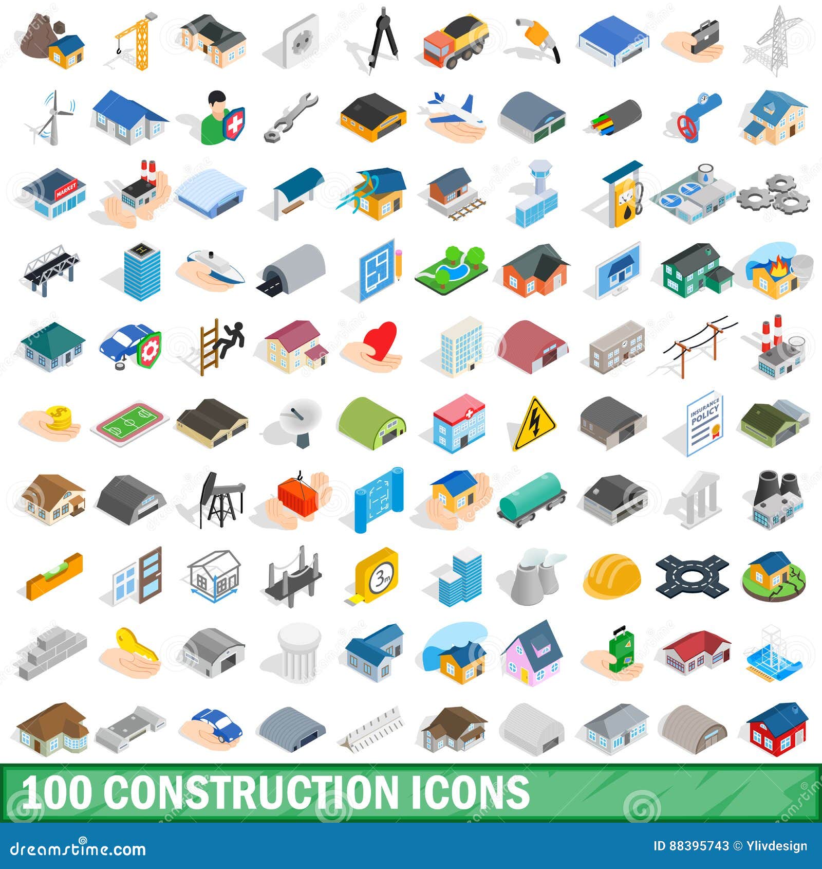 100 Construction Icons Set, Isometric 3d Style Stock Vector ...