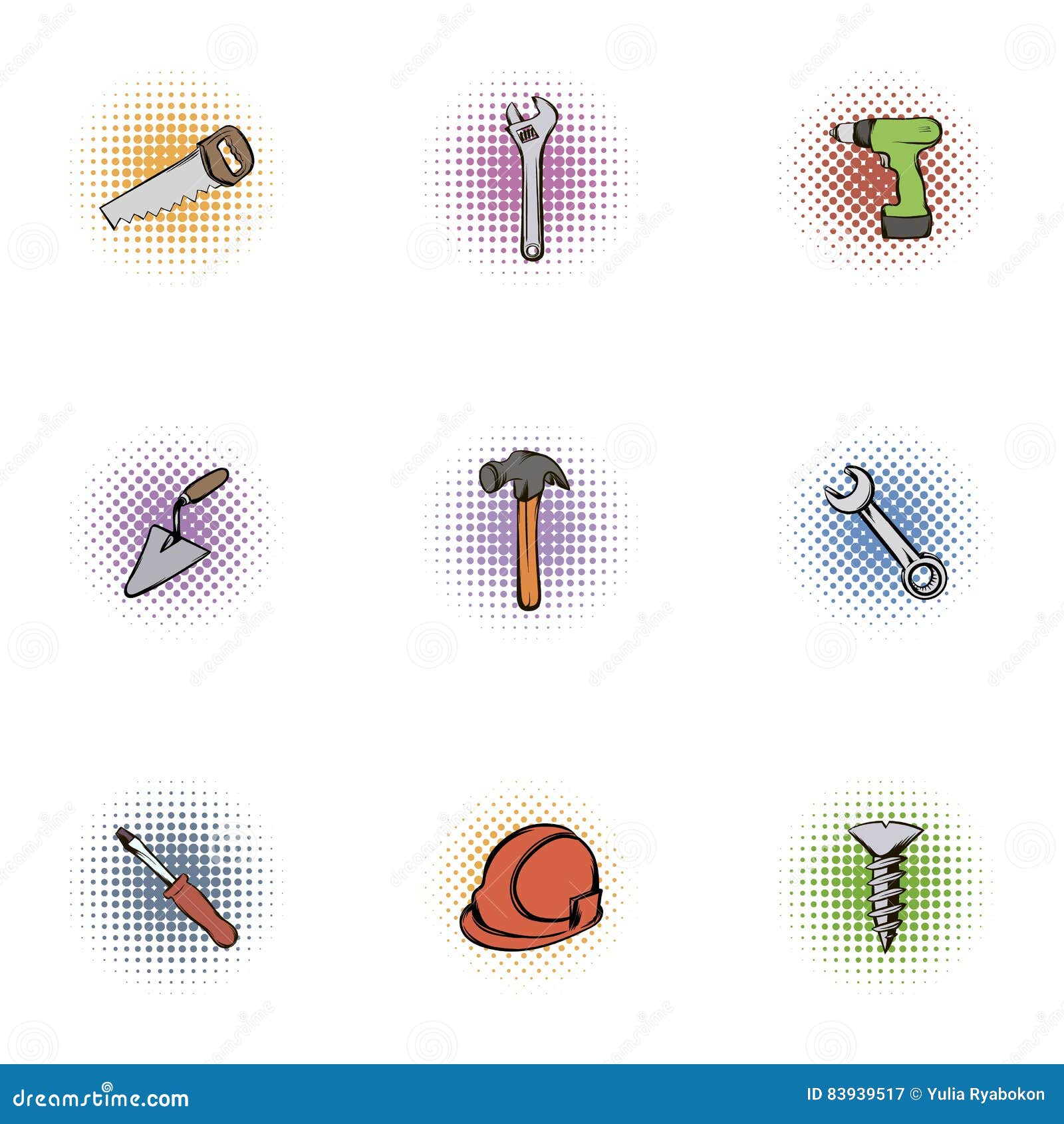Construction Icons Set, Pop-art Style Stock Vector - Illustration of ...