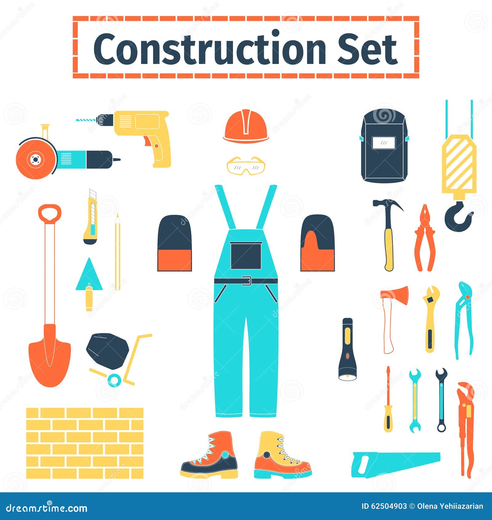 Construction icons set stock vector. Illustration of metal - 62504903