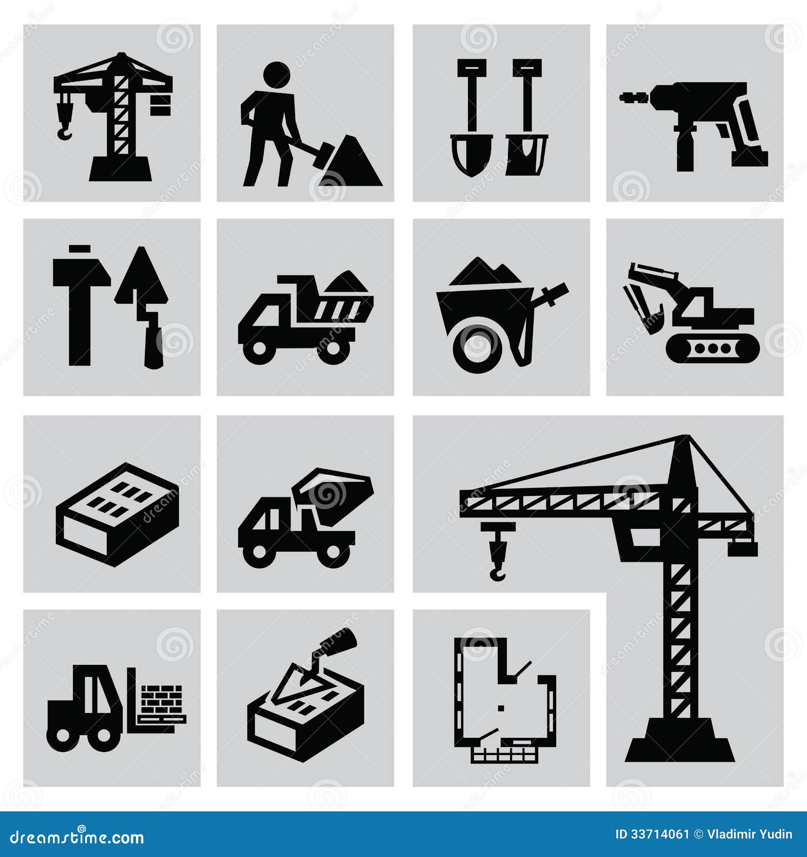 Construction icons stock vector. Illustration of flat - 33714061