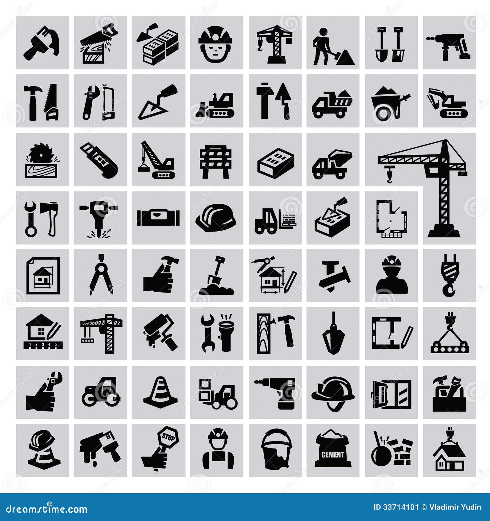 Construction icons stock vector. Illustration of concrete - 33714101