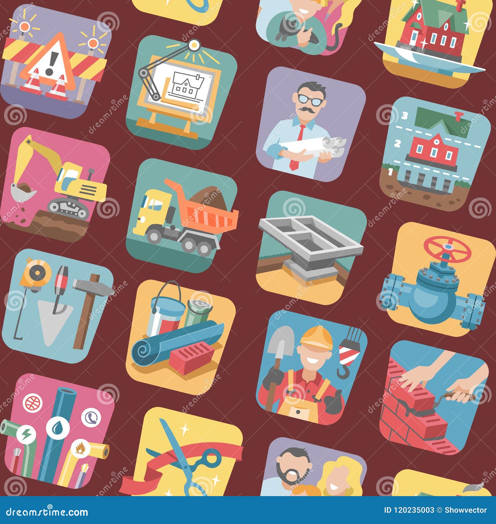 Construction Icons Vector Constructive Equipmentor Tools Of Builder Or ...