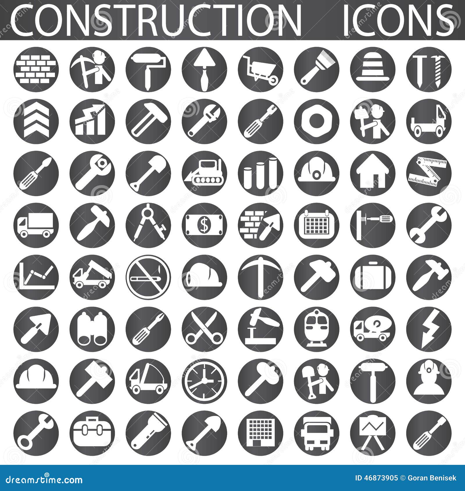 Big Set Of Icons Construction Work. Building Machinery, Special ...