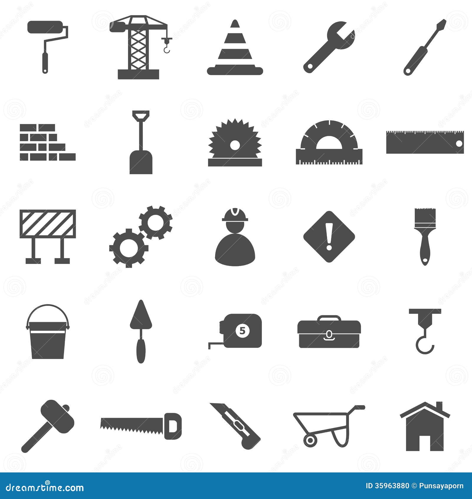 Construction Icons on White Background Stock Vector - Illustration of ...