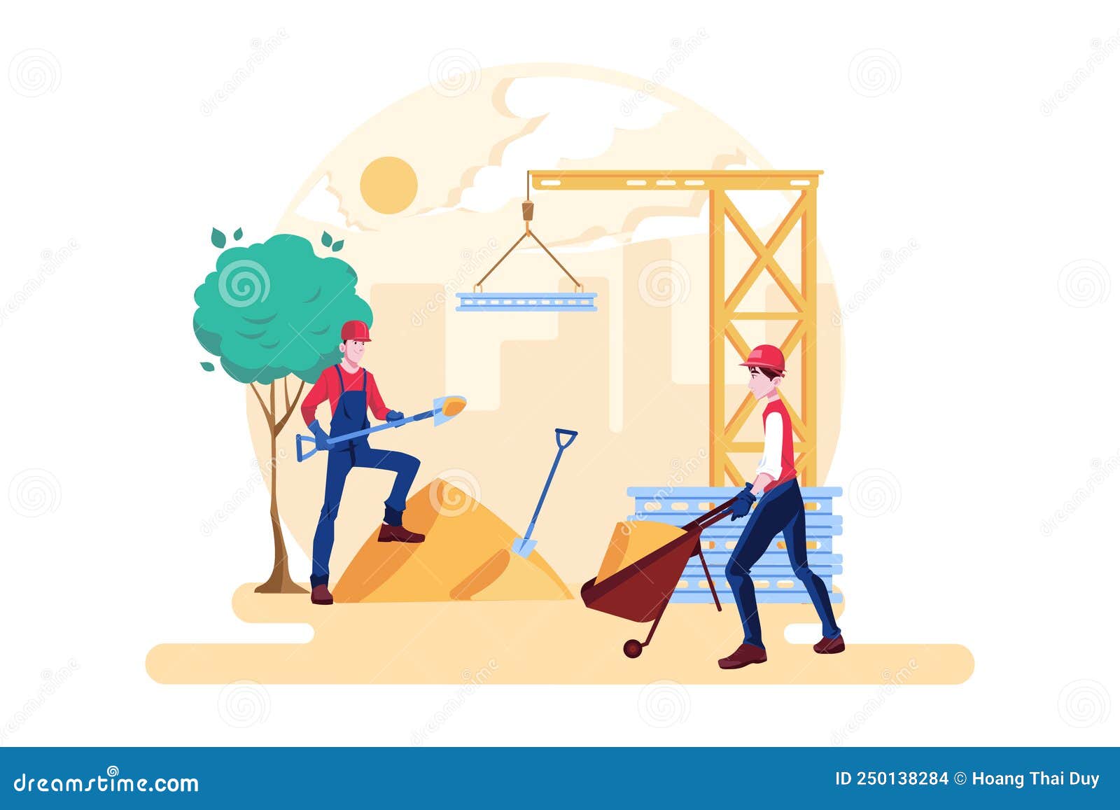 Construction Illustration Concept. Flat Illustration Isolated on White ...