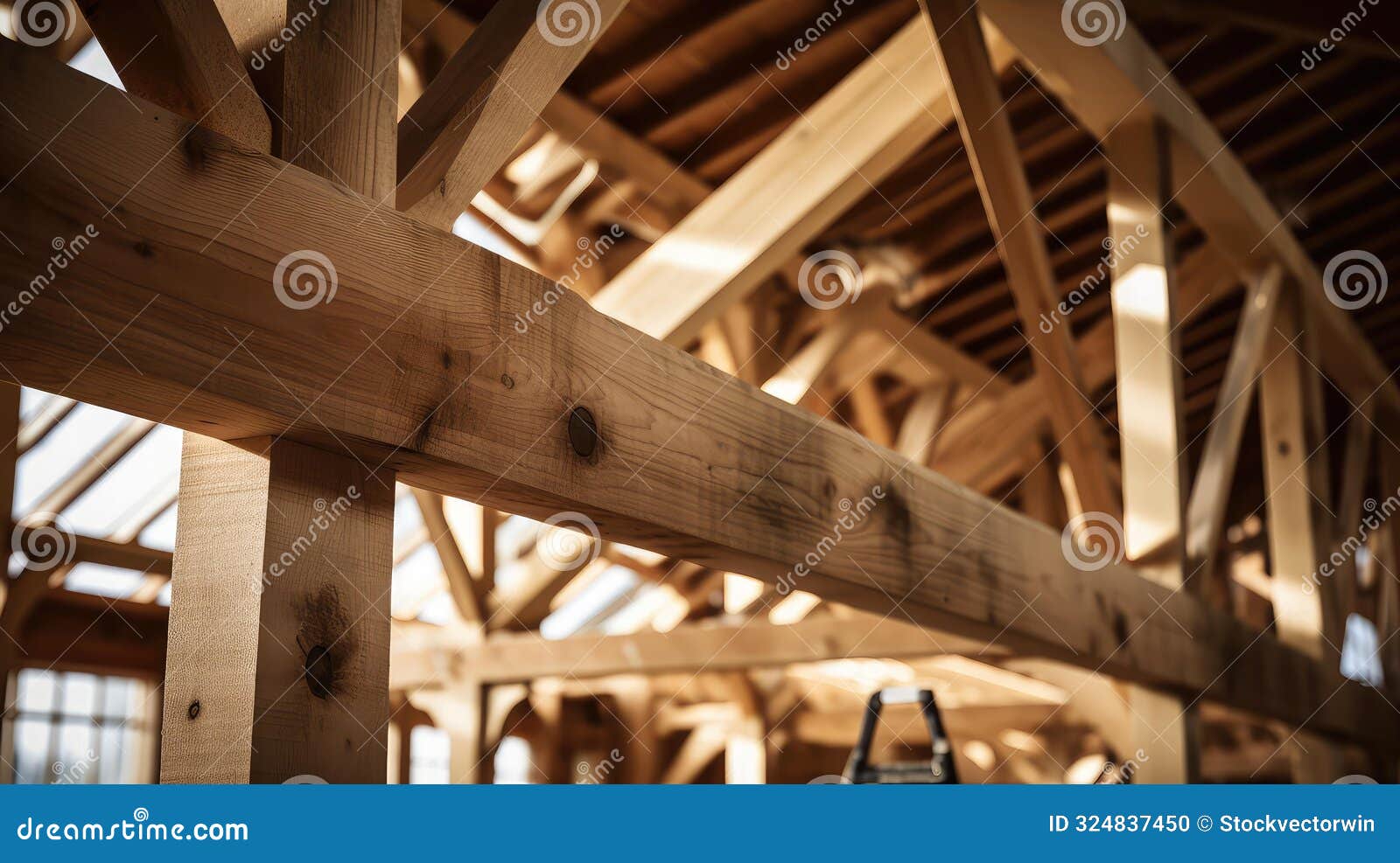 Construction Incomplete Timber Frame Stock Illustration - Illustration ...