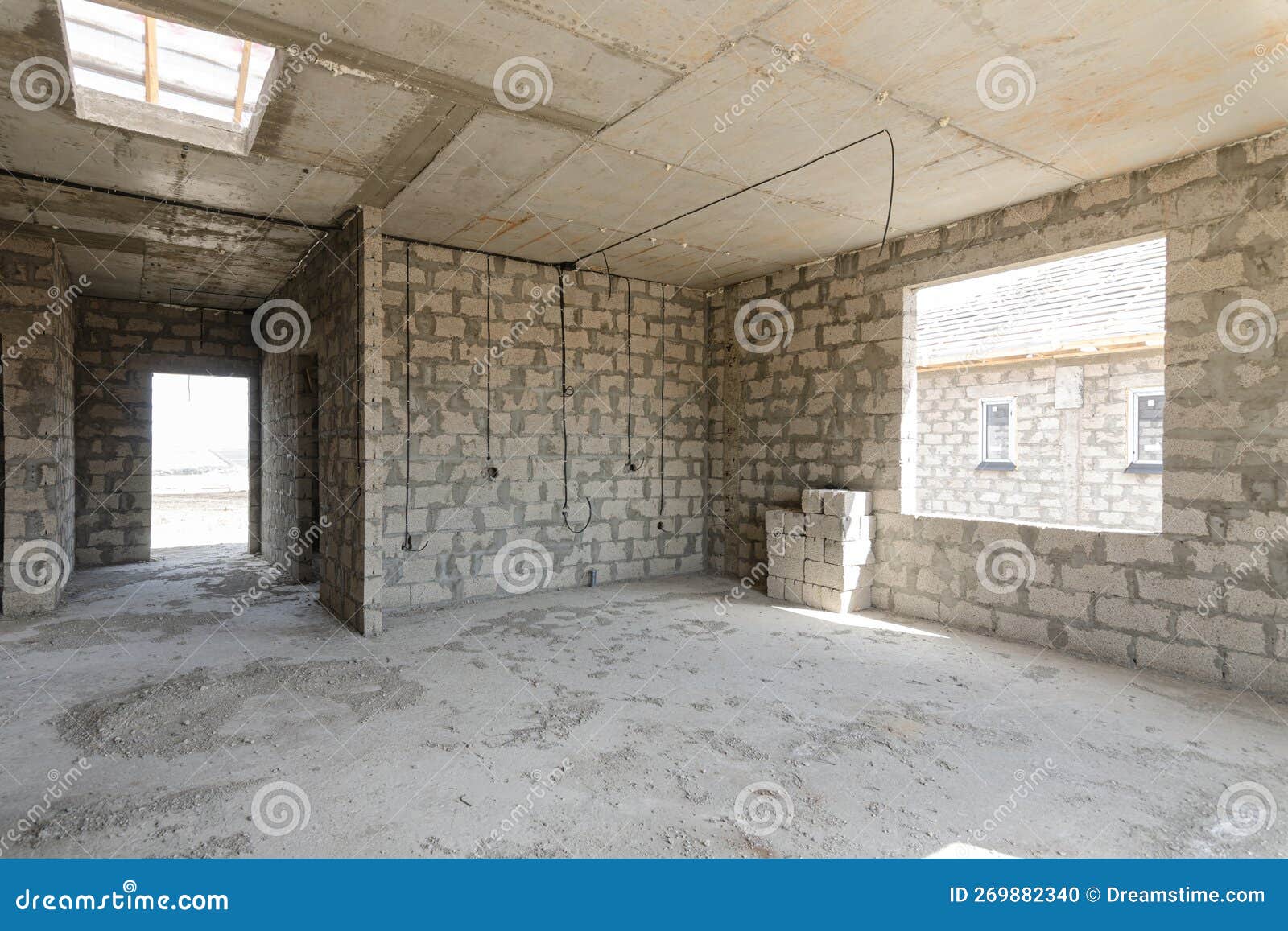 Construction of an Individual Residential Building, View of a Spacious ...