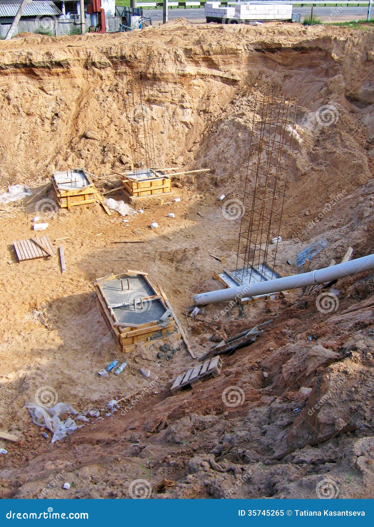 Construction of an Industrial Building Foundation Stock Image - Image ...