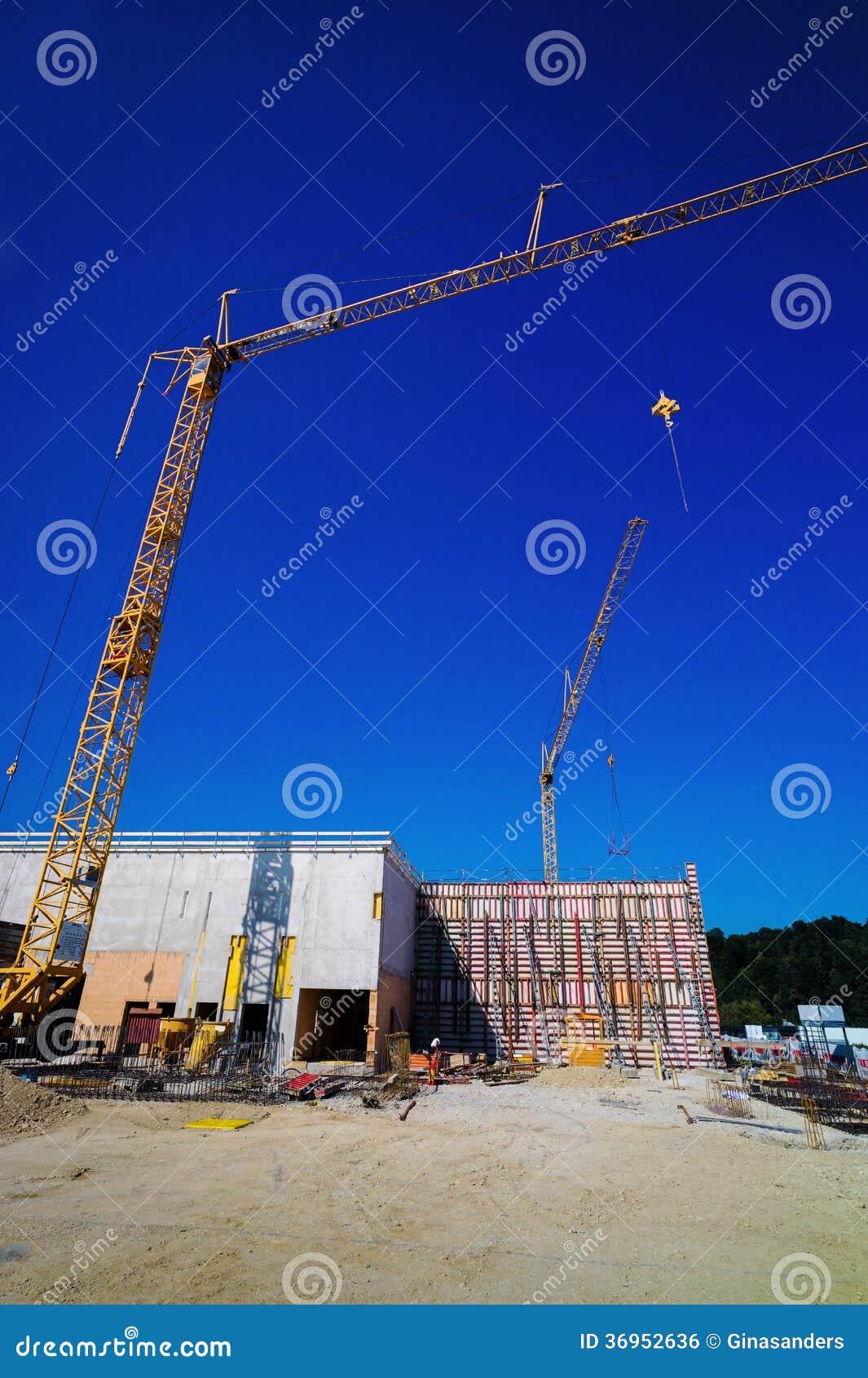 Construction of an Industrial Building Stock Photo - Image of boom ...