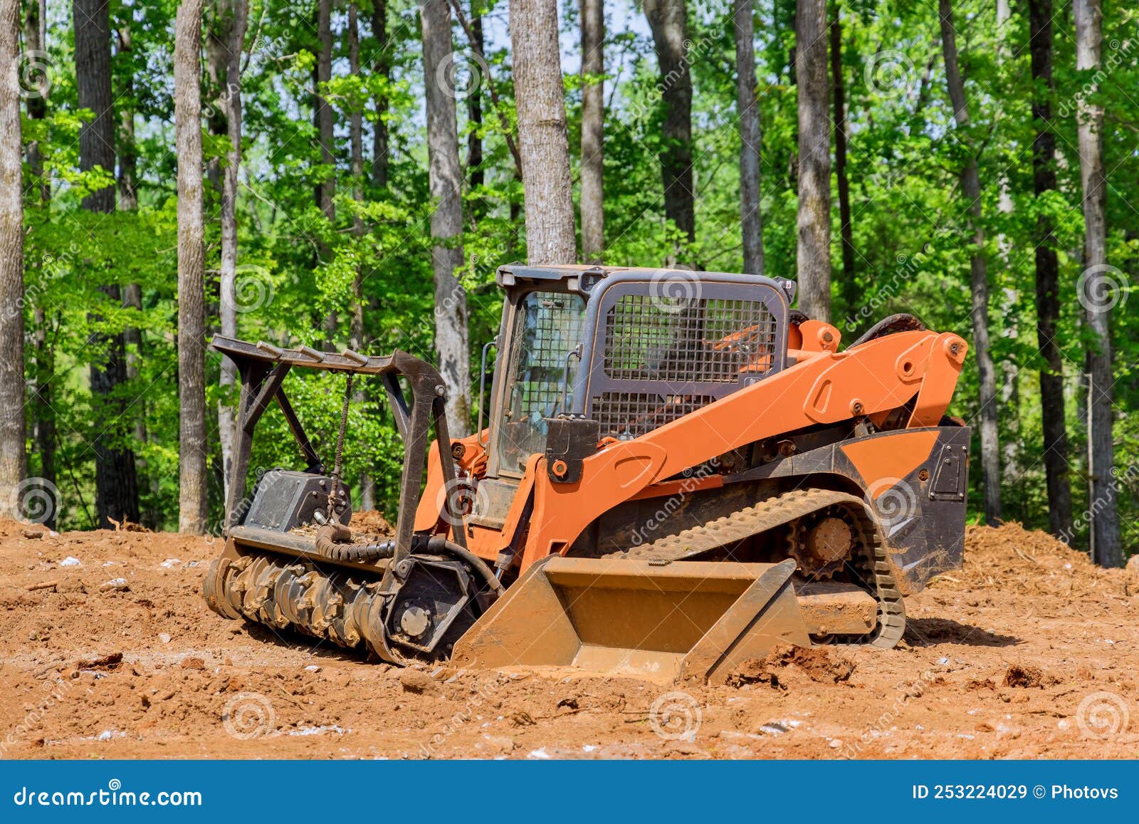 A Construction Industrial Grader Carries Out the Process of Leveling ...