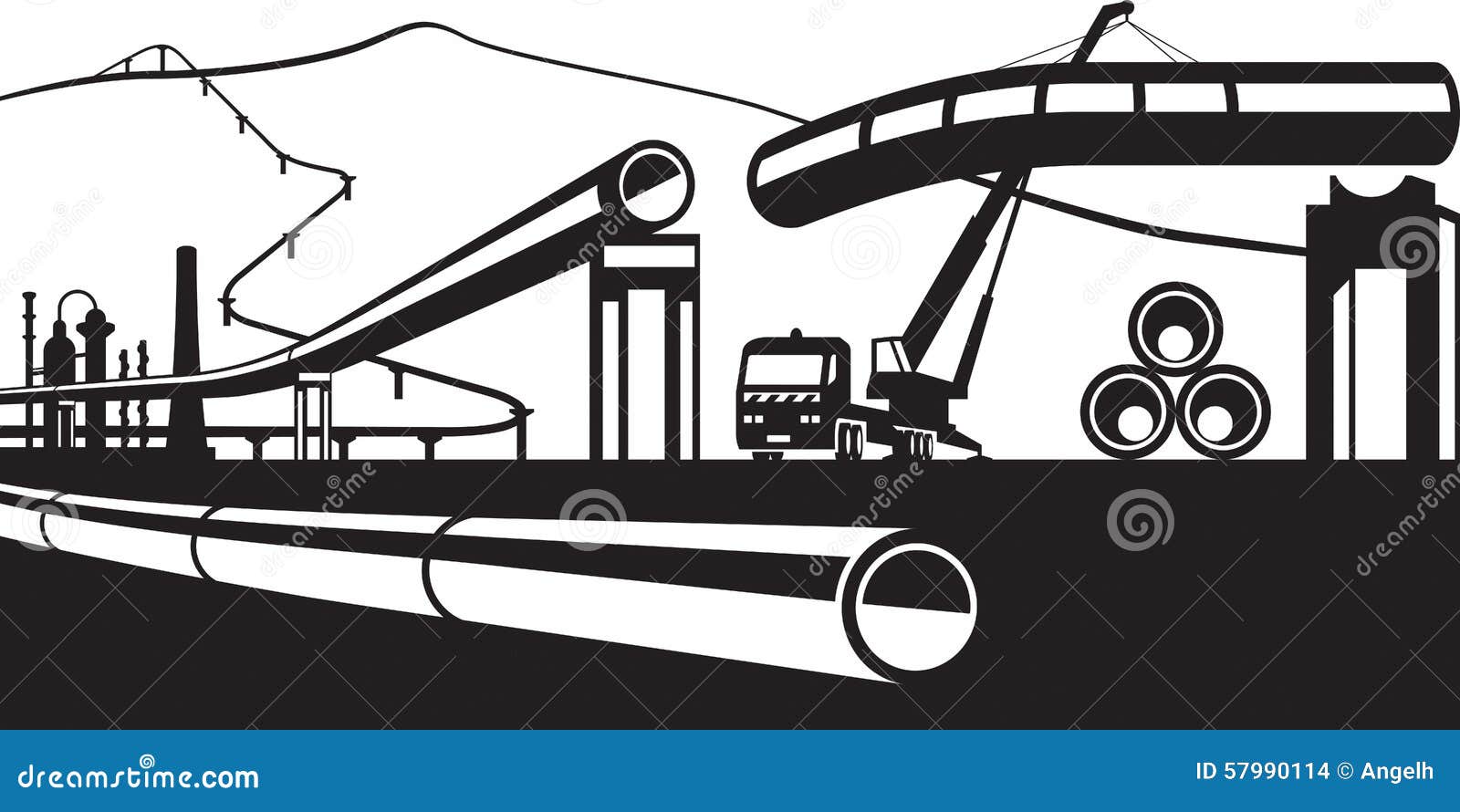 Construction of Industrial Pipelines Stock Vector - Illustration of ...