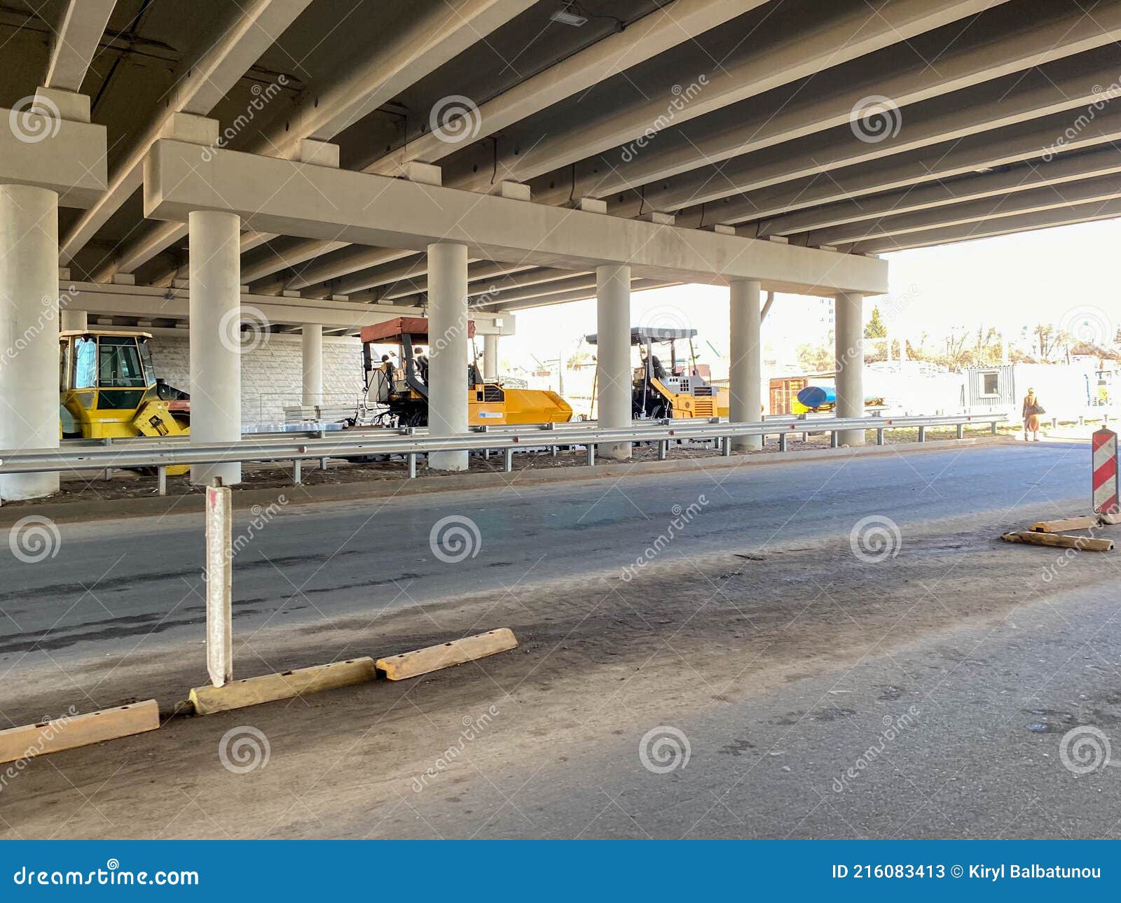 Construction Industrial Work Under the Bridge and Large Highway ...