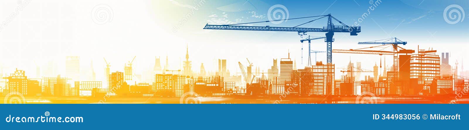 Construction Industry Banner with Modern Buildings and Copyspace Stock ...