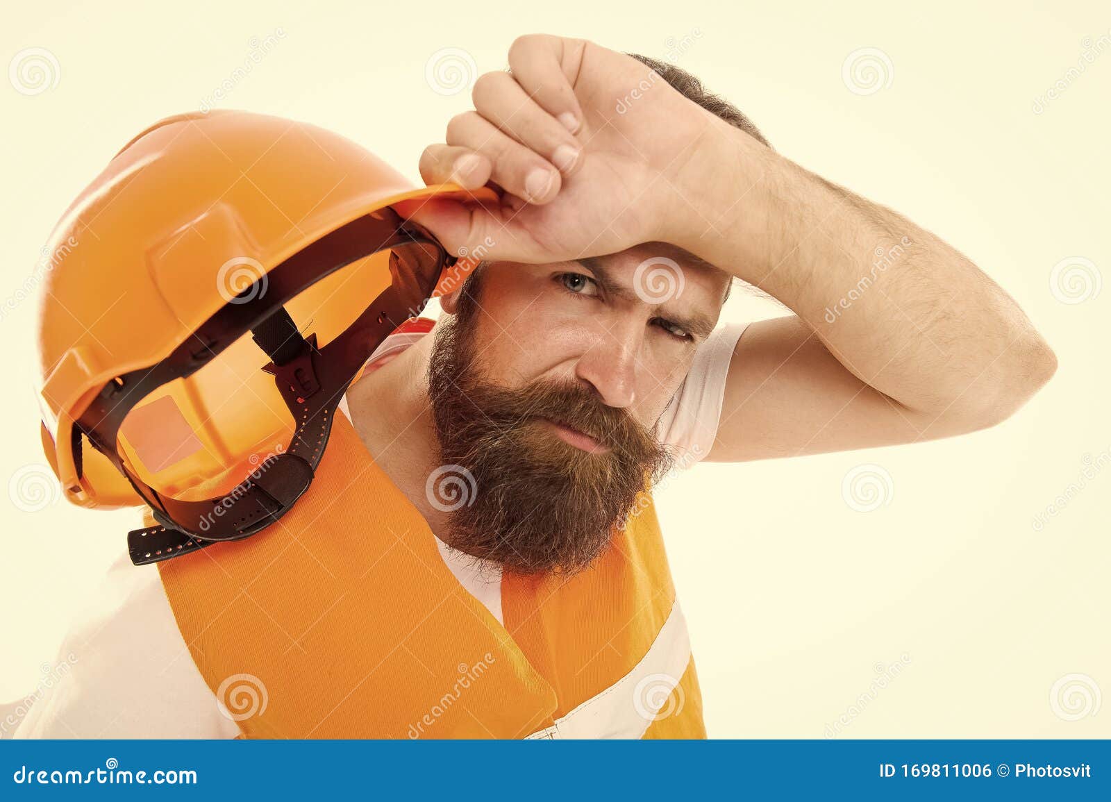 Construction Industry. Bearded Brutal Hipster Safety Engineer ...