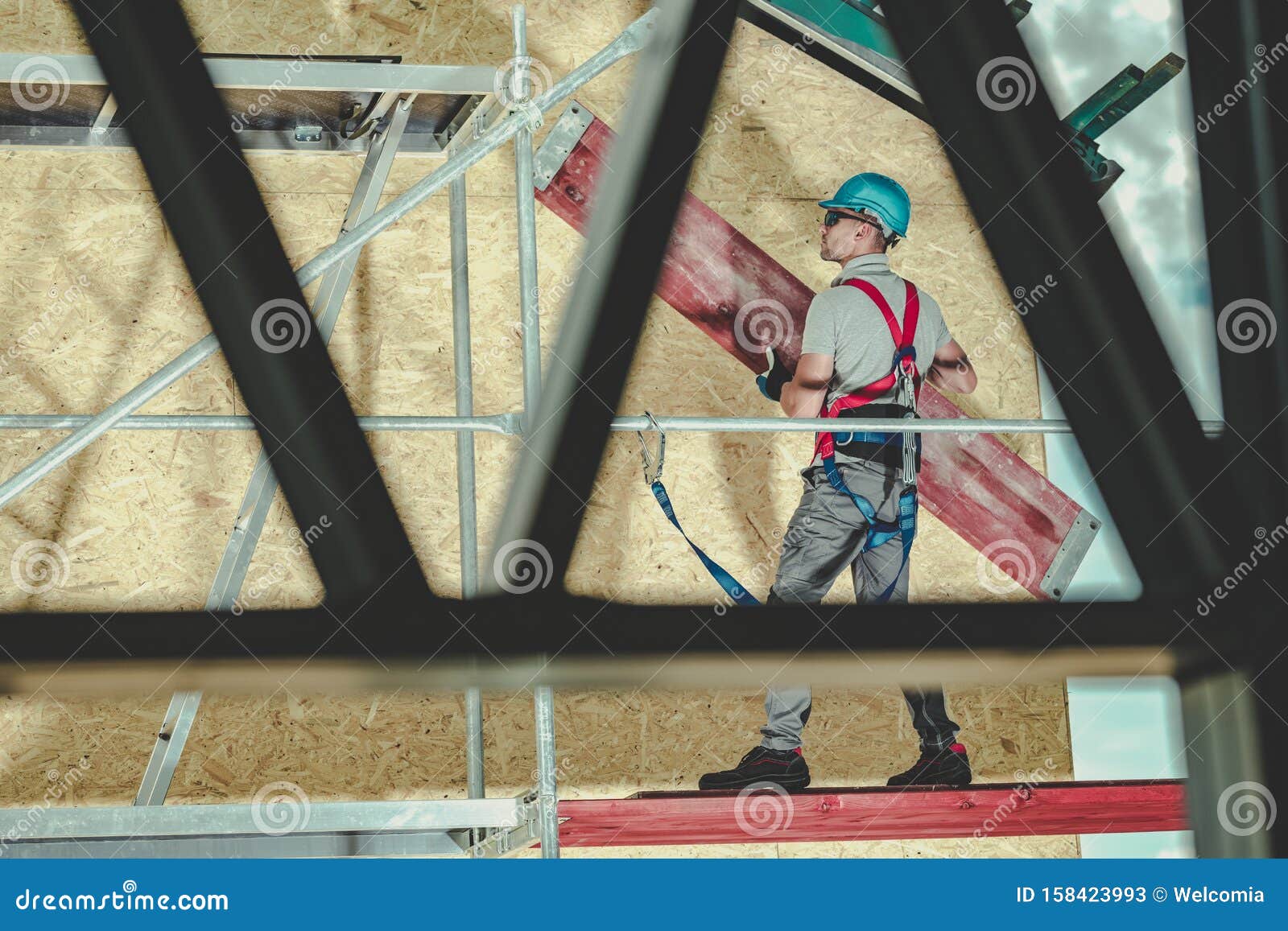 Men Installing Scaffolding stock image. Image of technology - 158423993