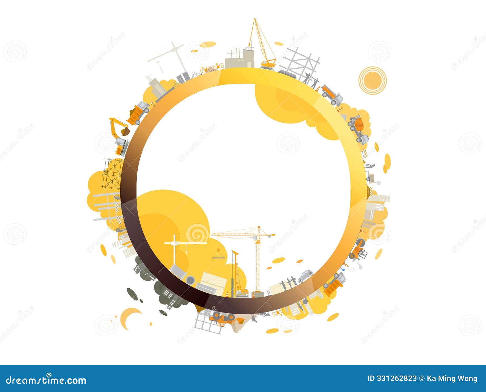 Construction Industry A002 with Circle Frame Vector Illustration ...