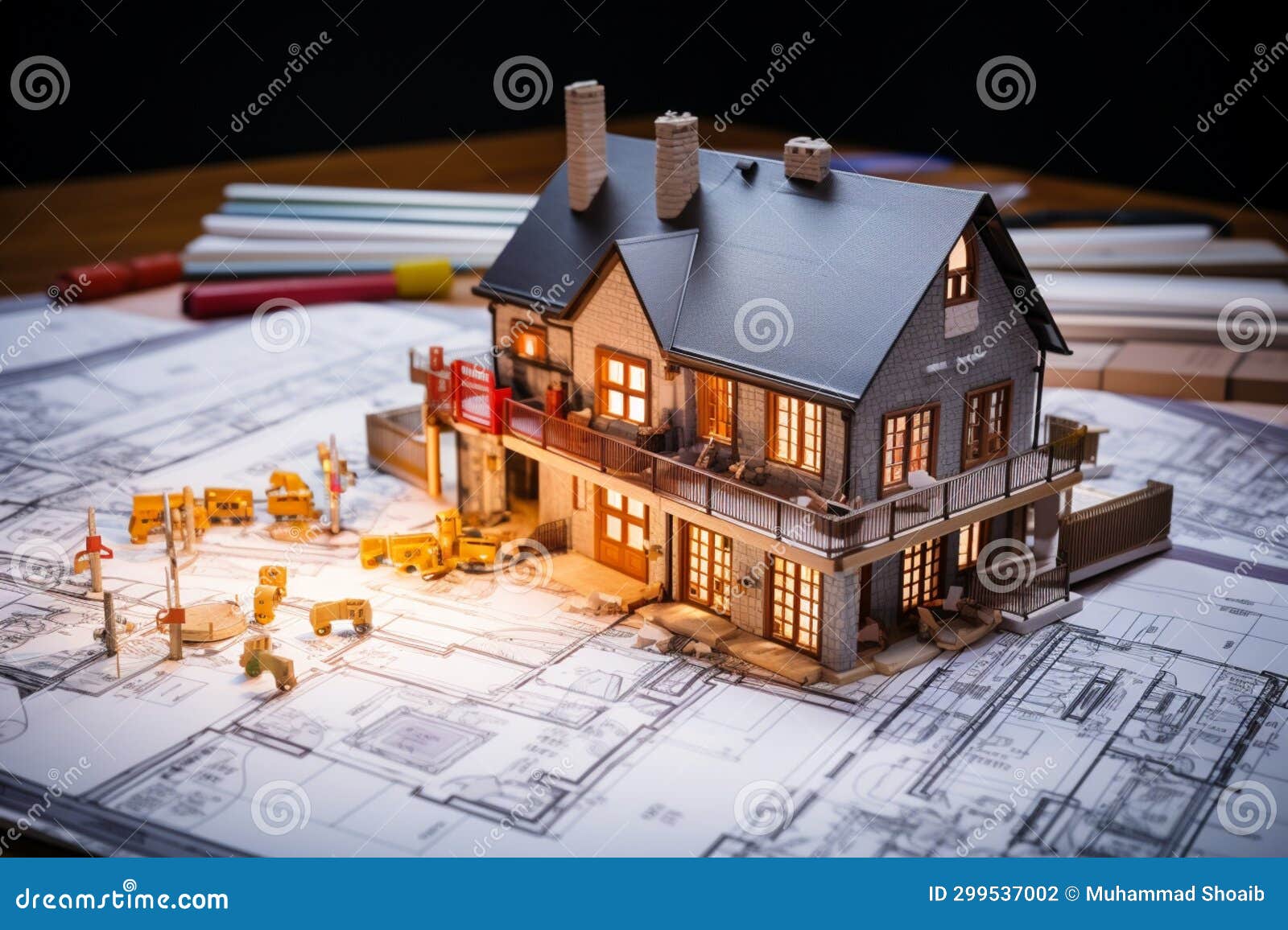 Construction Industry Concept Building House and Project Plans Stock ...