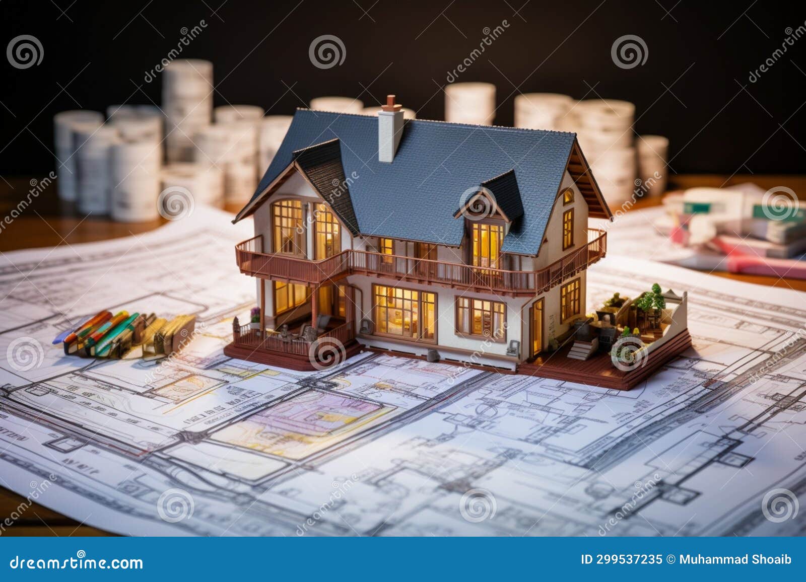 Construction Industry Concept Building House and Project Plans Stock ...