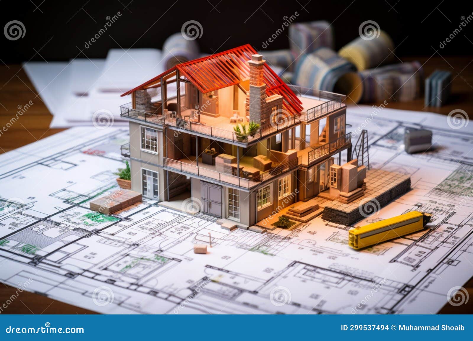 Construction Industry Concept Building House and Project Plans Stock ...