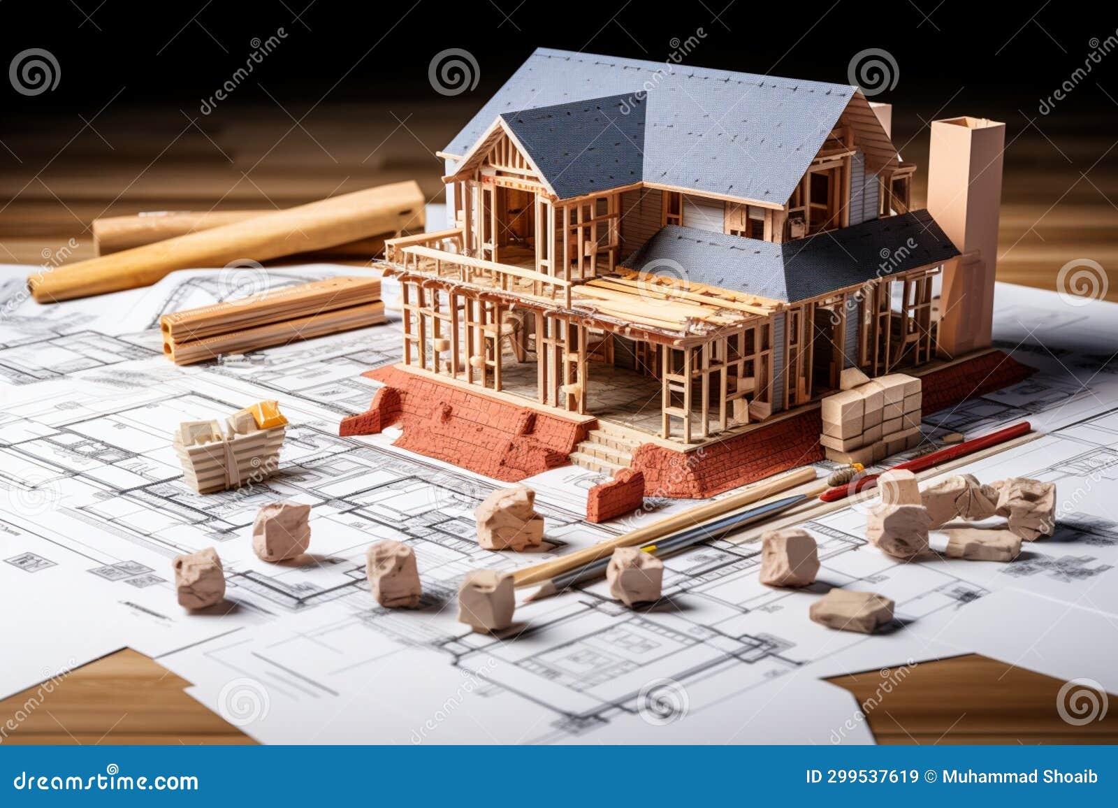 Construction Industry Concept Building House and Project Plans Stock ...
