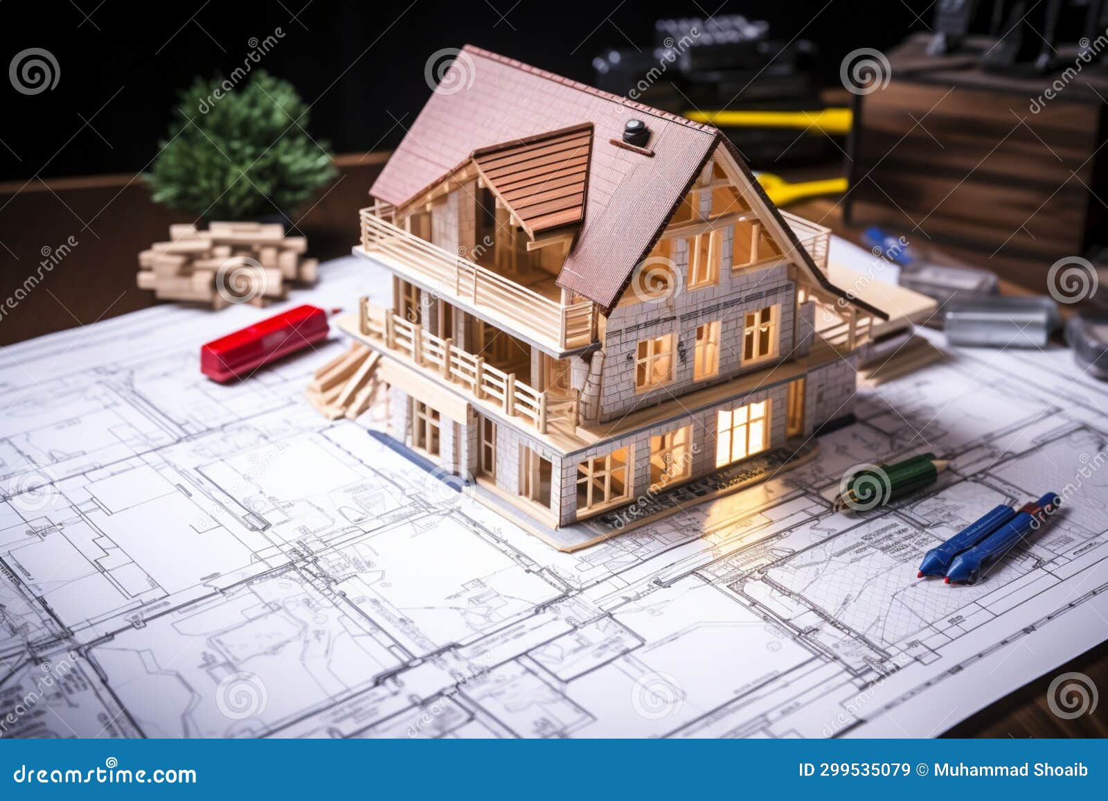 Construction Industry Concept Building House and Project Plans Stock ...