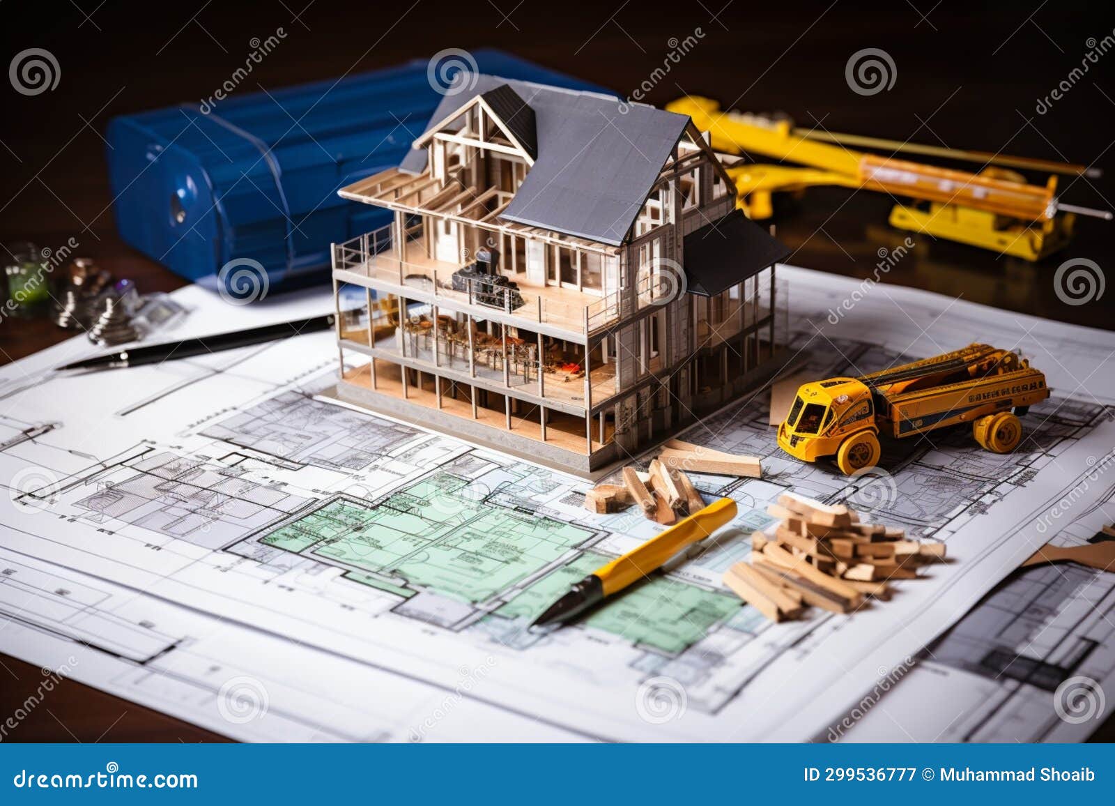 Construction Industry Concept Building House and Project Plans Stock ...