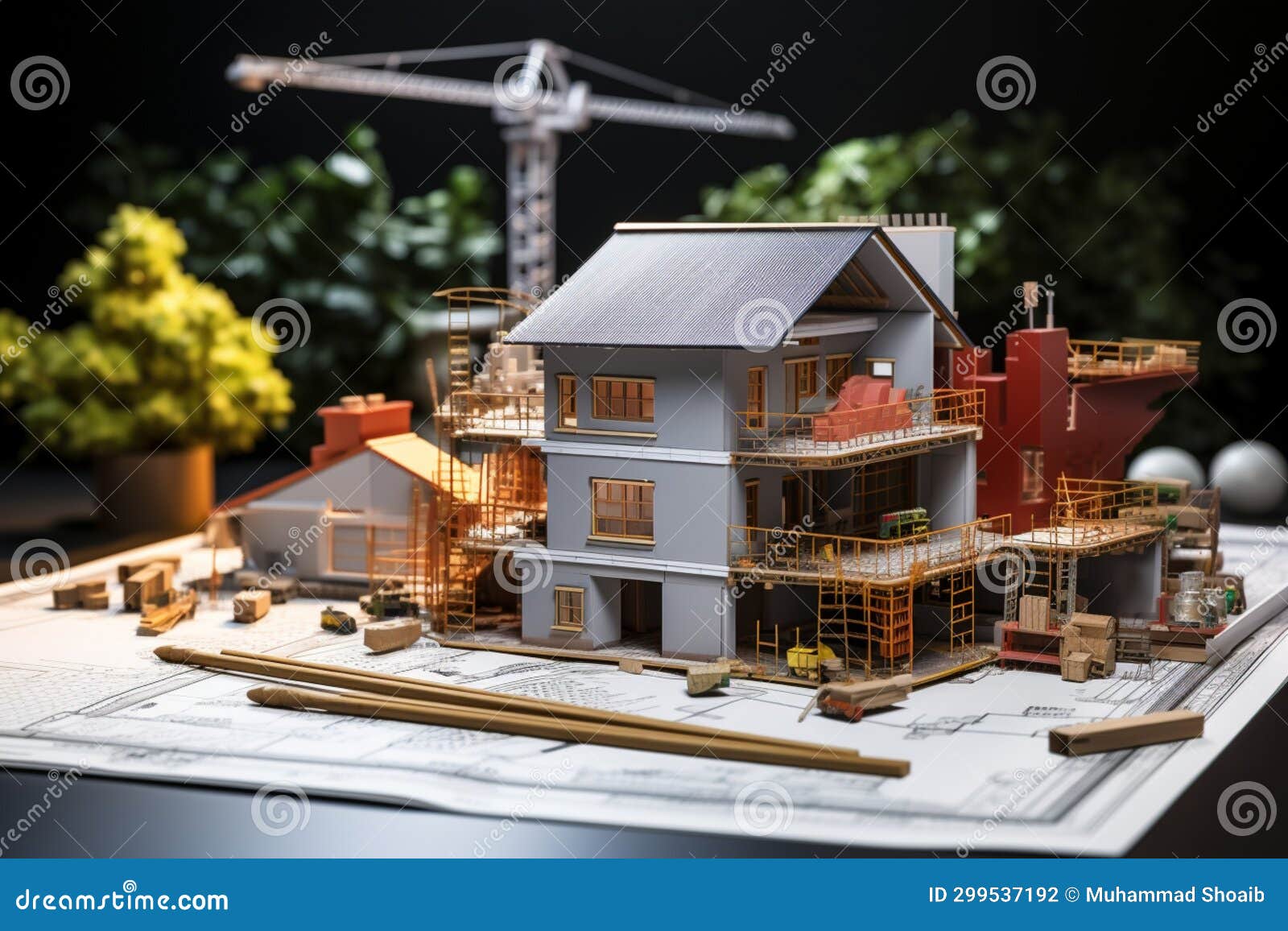 Construction Industry Concept Building House and Project Plans Stock ...