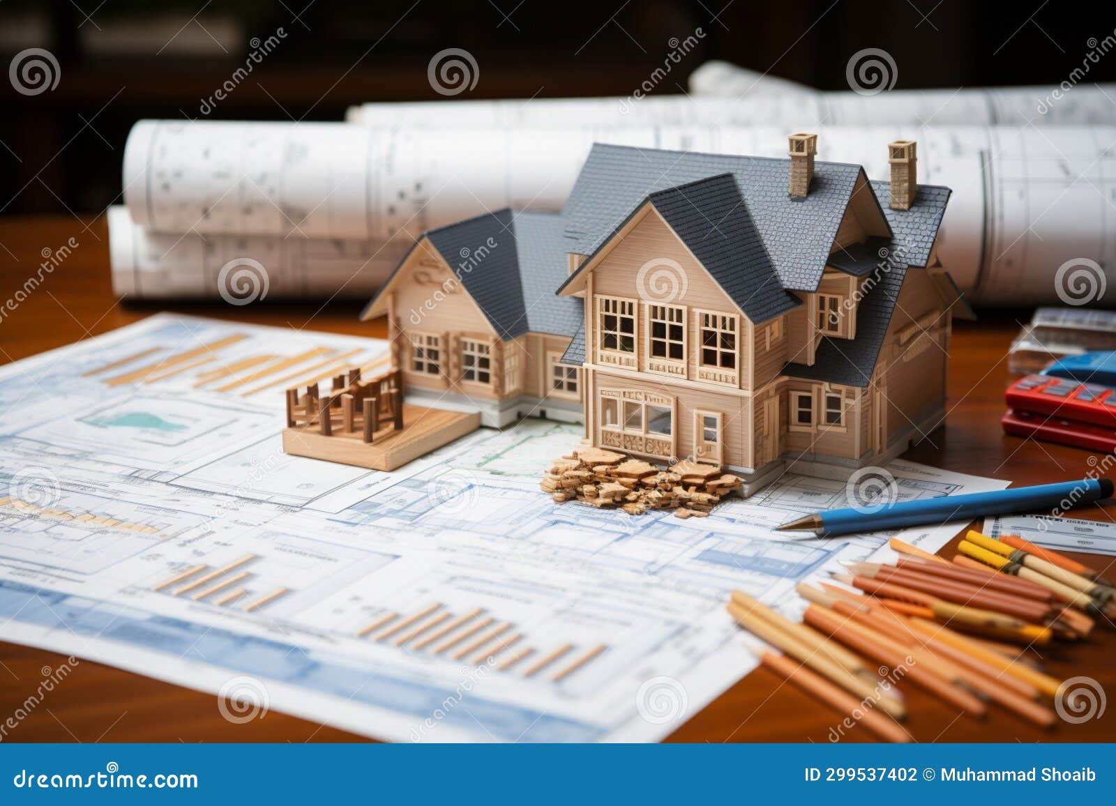 Construction Industry Concept Building House and Project Plans Stock ...