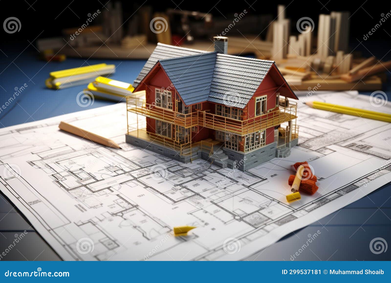 Construction Industry Concept Building House and Project Plans Stock ...