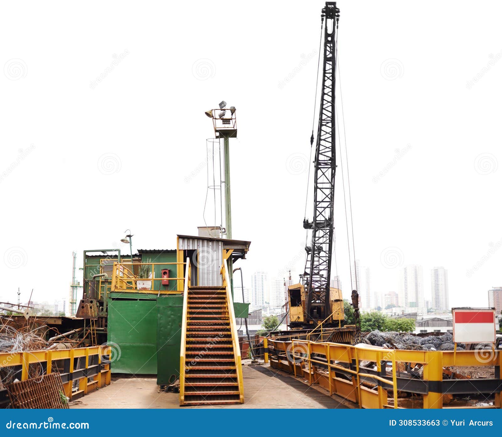 Construction, Industry and Crane in Junkyard for Recycling, Maintenance ...