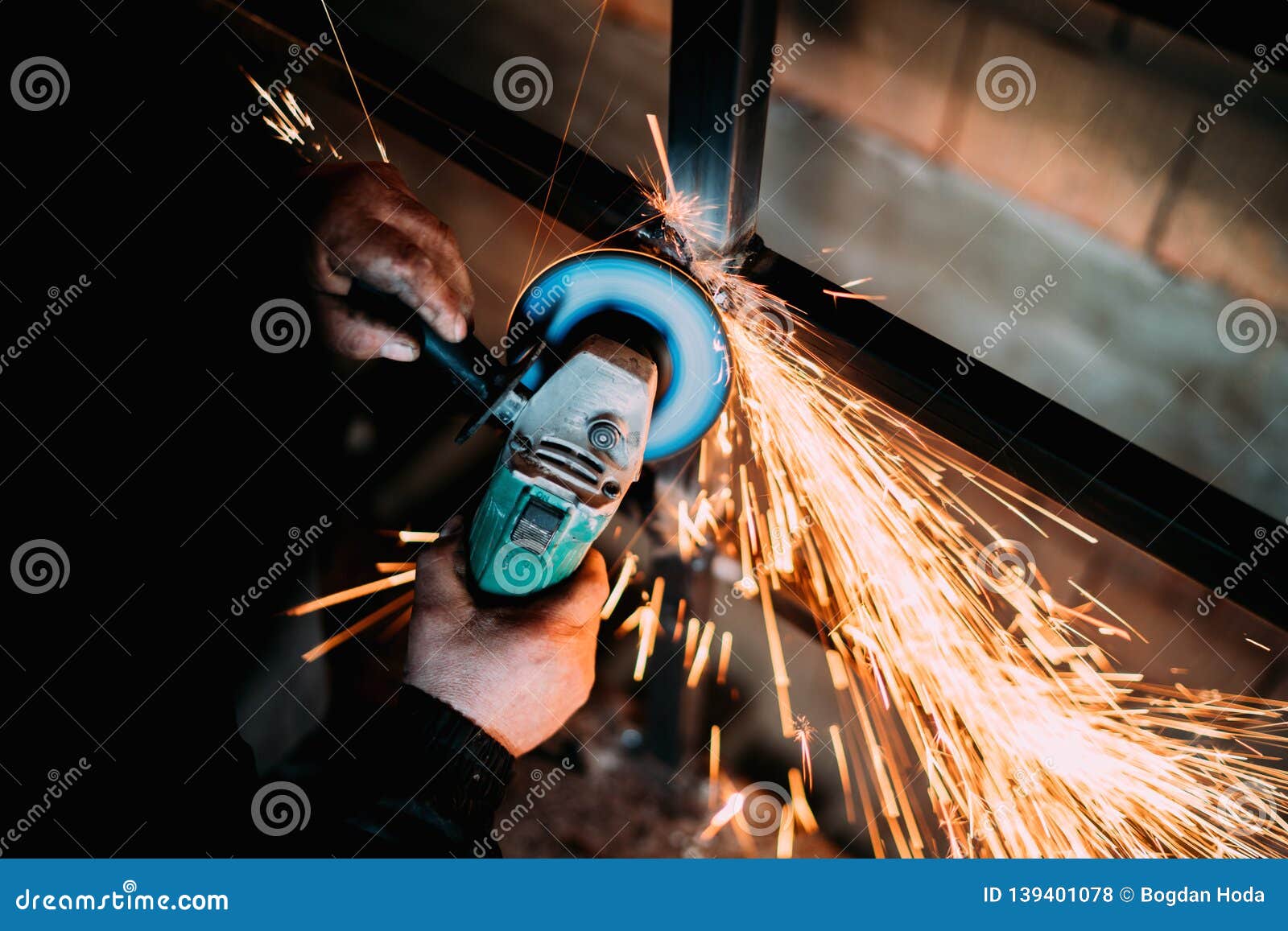 Construction Industry Details - Close Up of Metalworker Using Disc ...