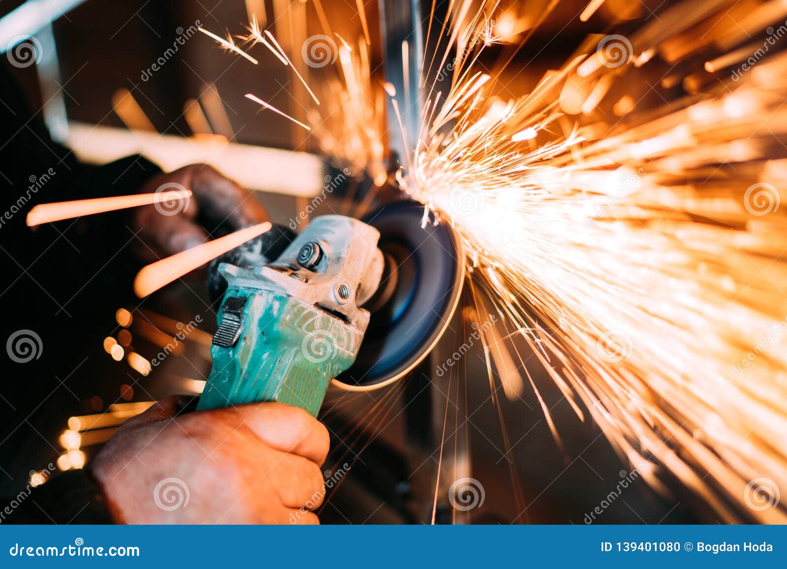 Construction Industry Details - Metalworker Using Disc Grinder for ...