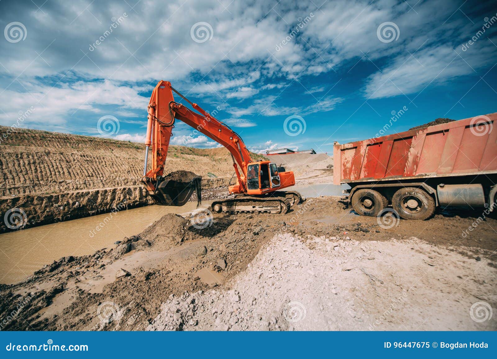 Construction Industry - Excavator Working on Highway Construction Site ...
