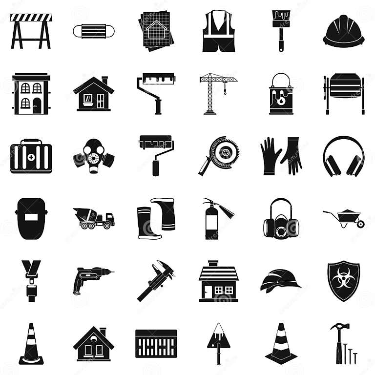 Construction Industry Icons Set, Simple Style Stock Vector ...