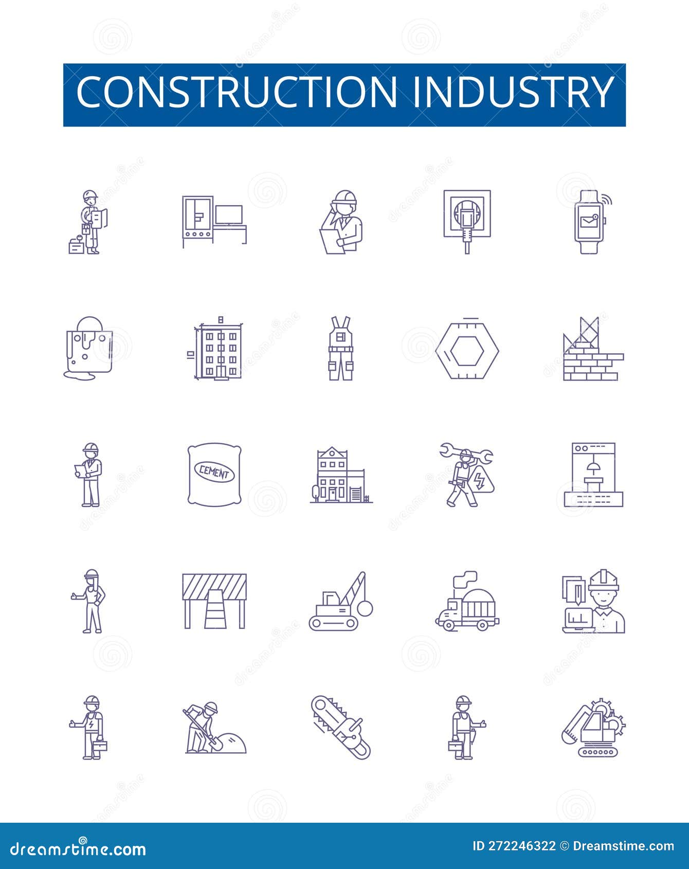 Construction Industry Line Icons Signs Set. Design Collection of Build ...