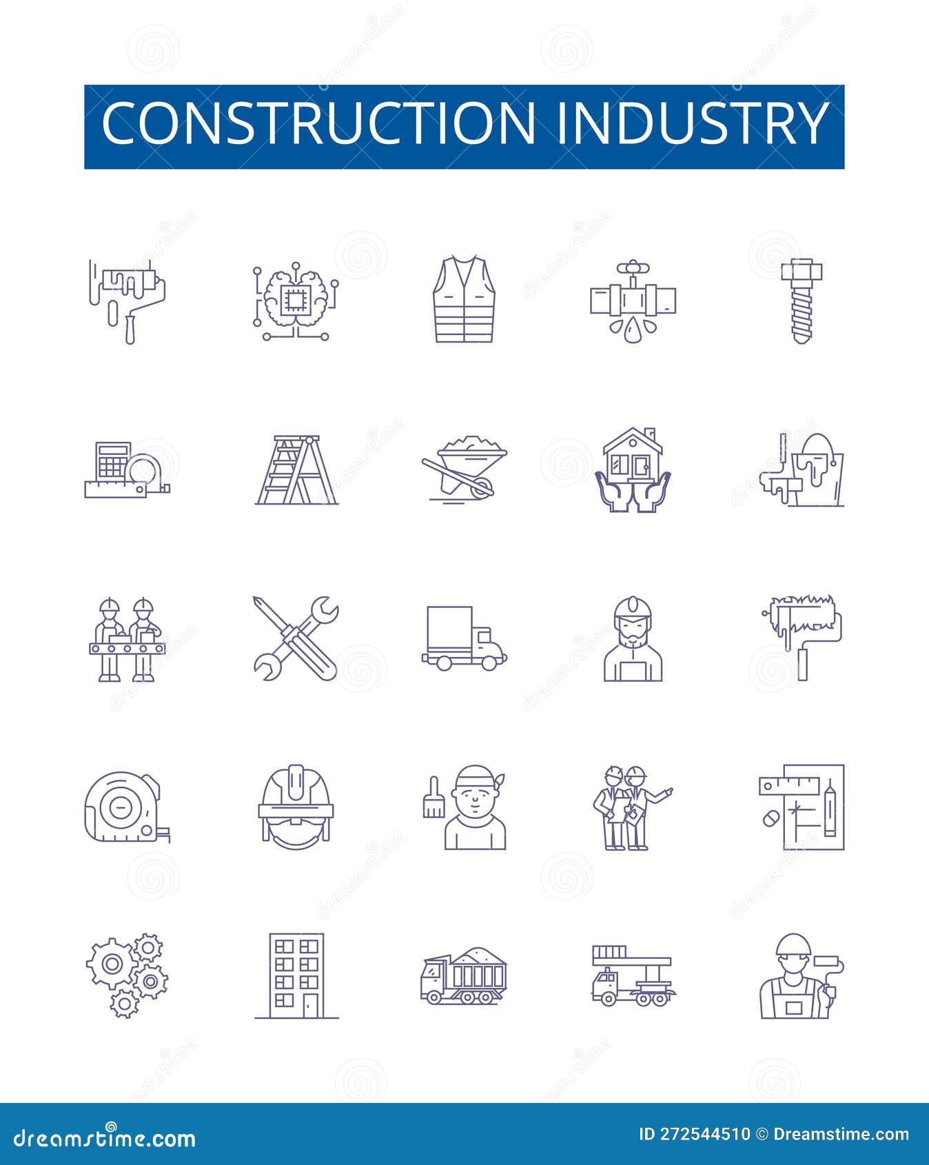 Construction Industry Line Icons Signs Set. Design Collection of Build ...