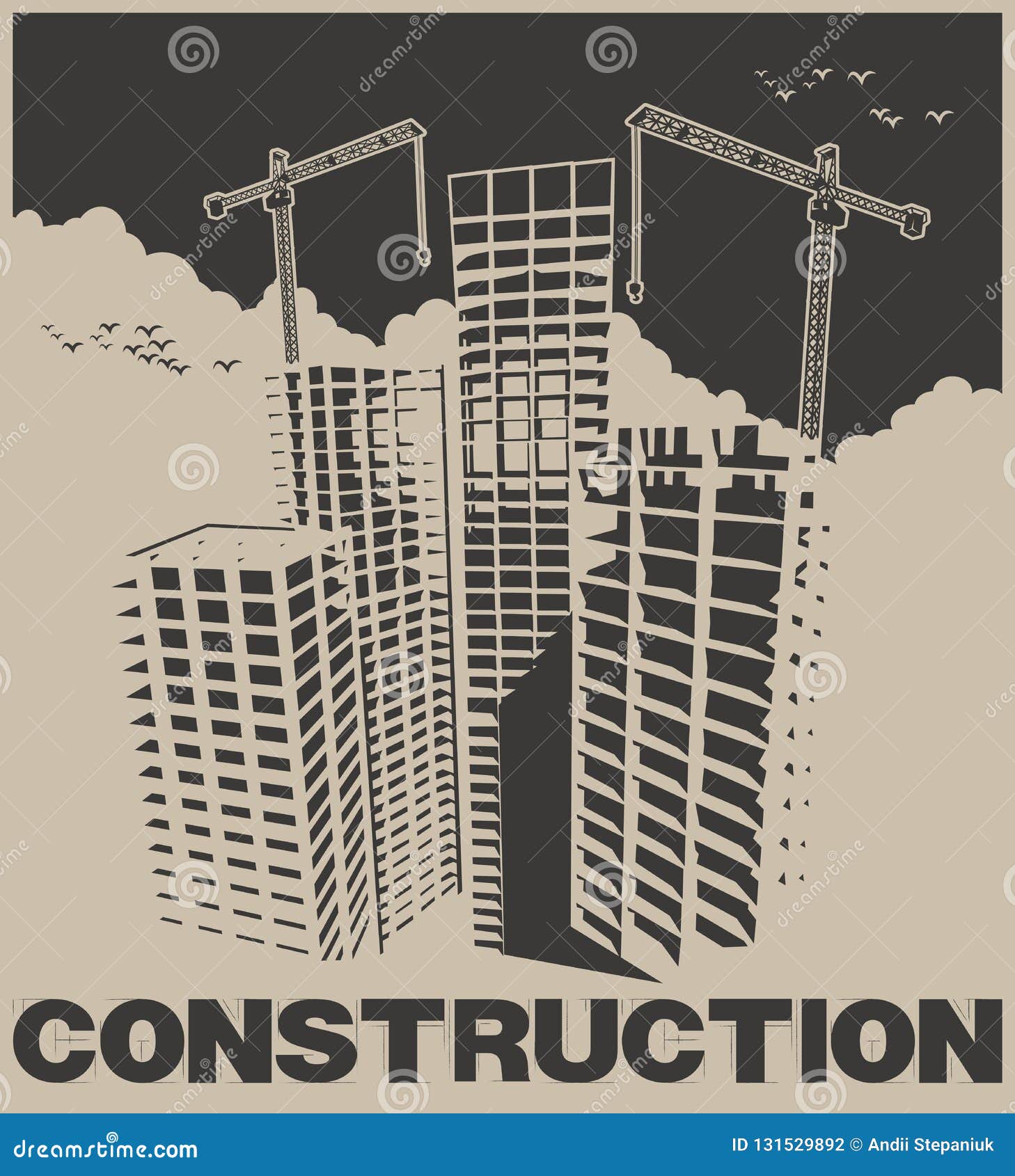 Construction Industry Poster Stock Vector - Illustration of highrise ...